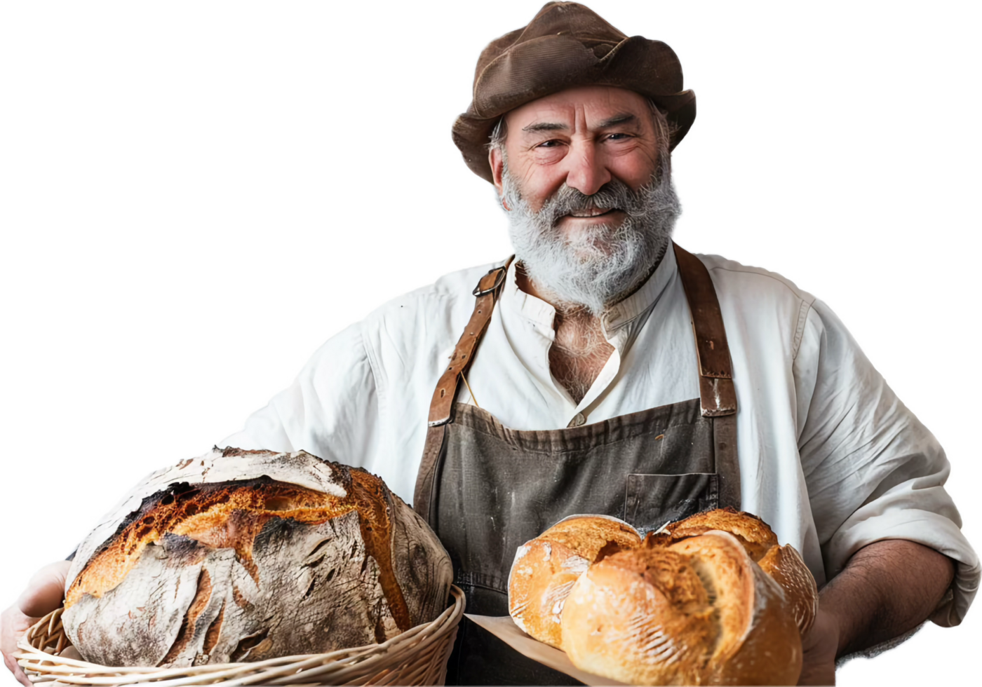 Smiling Baker Holding Freshly Baked Bread. 46006506 PNG Smiling Baker Holding Freshly Baked Bread. 46006506 PNG