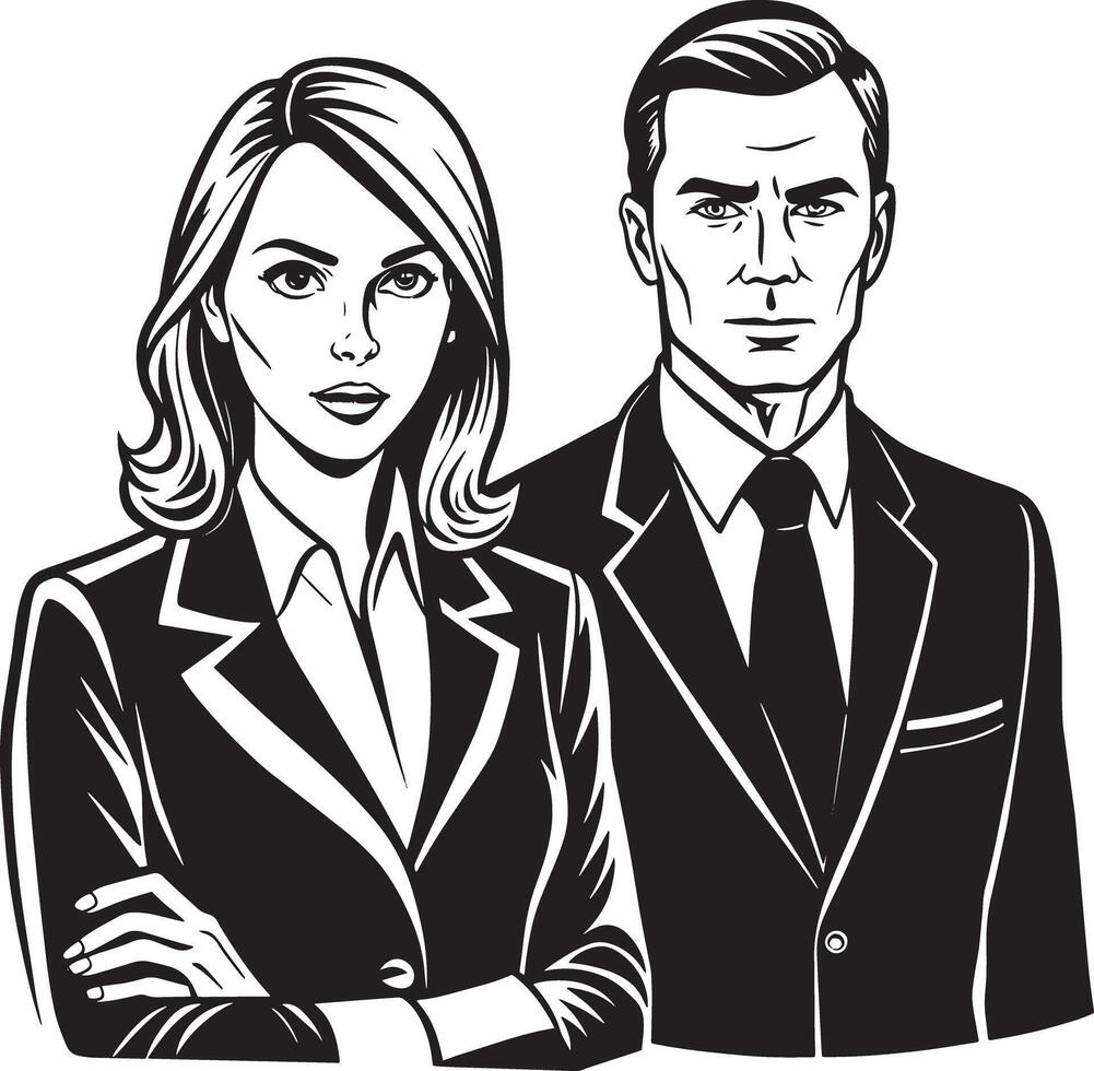Businesswomen and businessman illustration black and white 46007051 ...