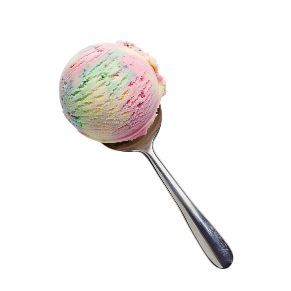 Ice Cream Spoon With Rainbow Ice Cream On Top Of It 46013810 Png