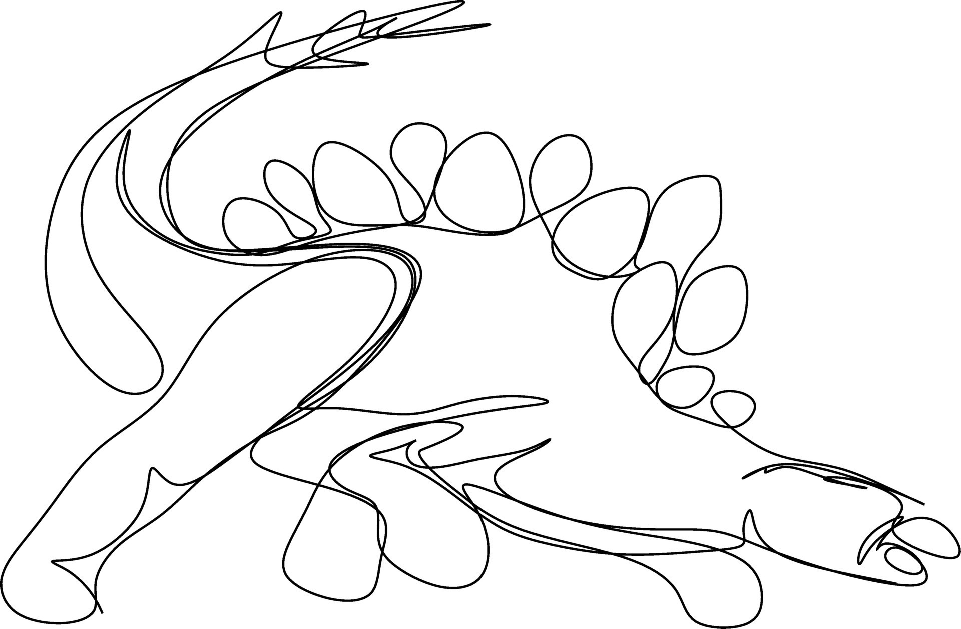 one line art. one continuous line art of a dinosaur 46015089 Vector Art ...