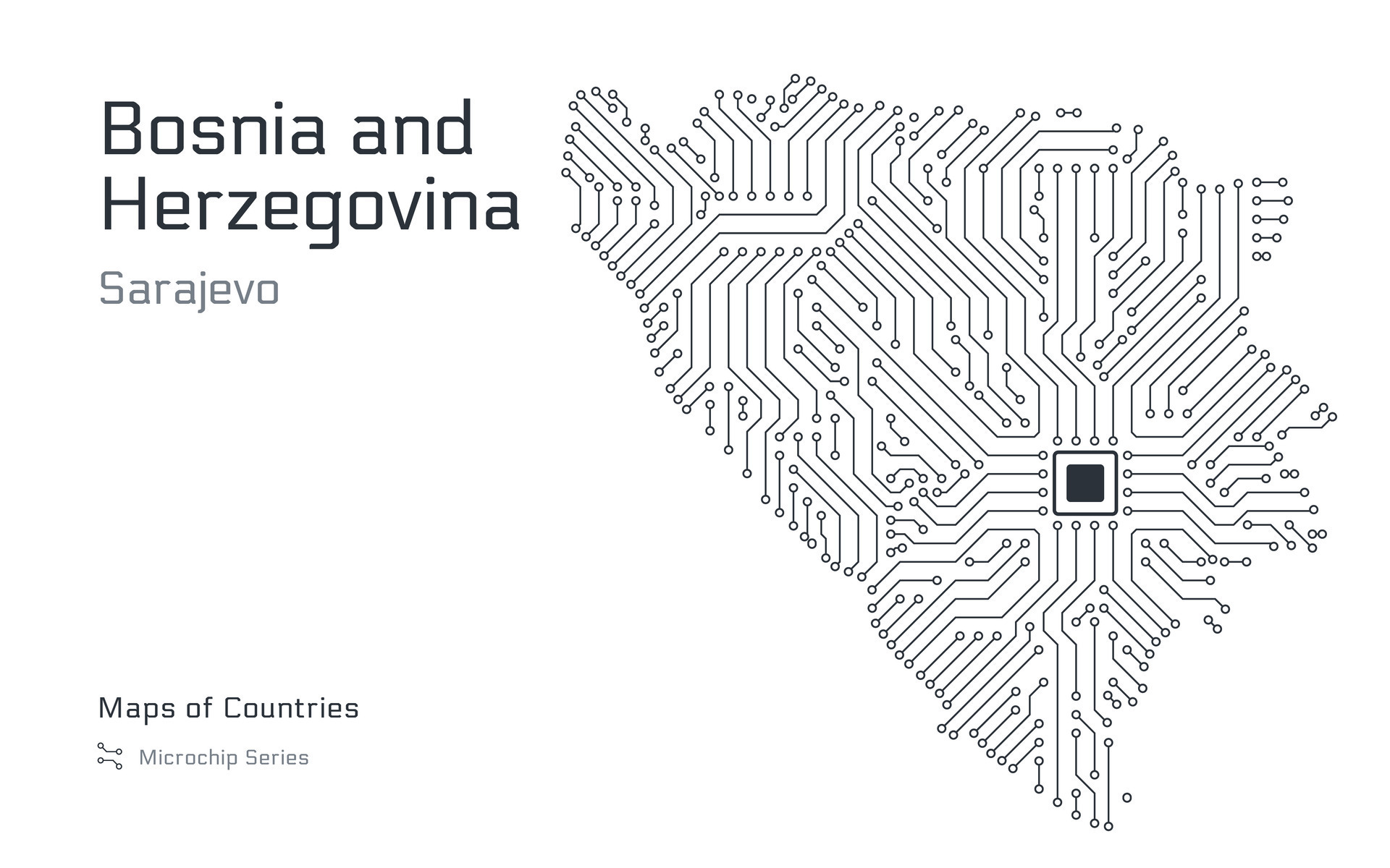 Bosnia and Herzegovina Map with a capital of Sarajevo. Republika Srpska ...