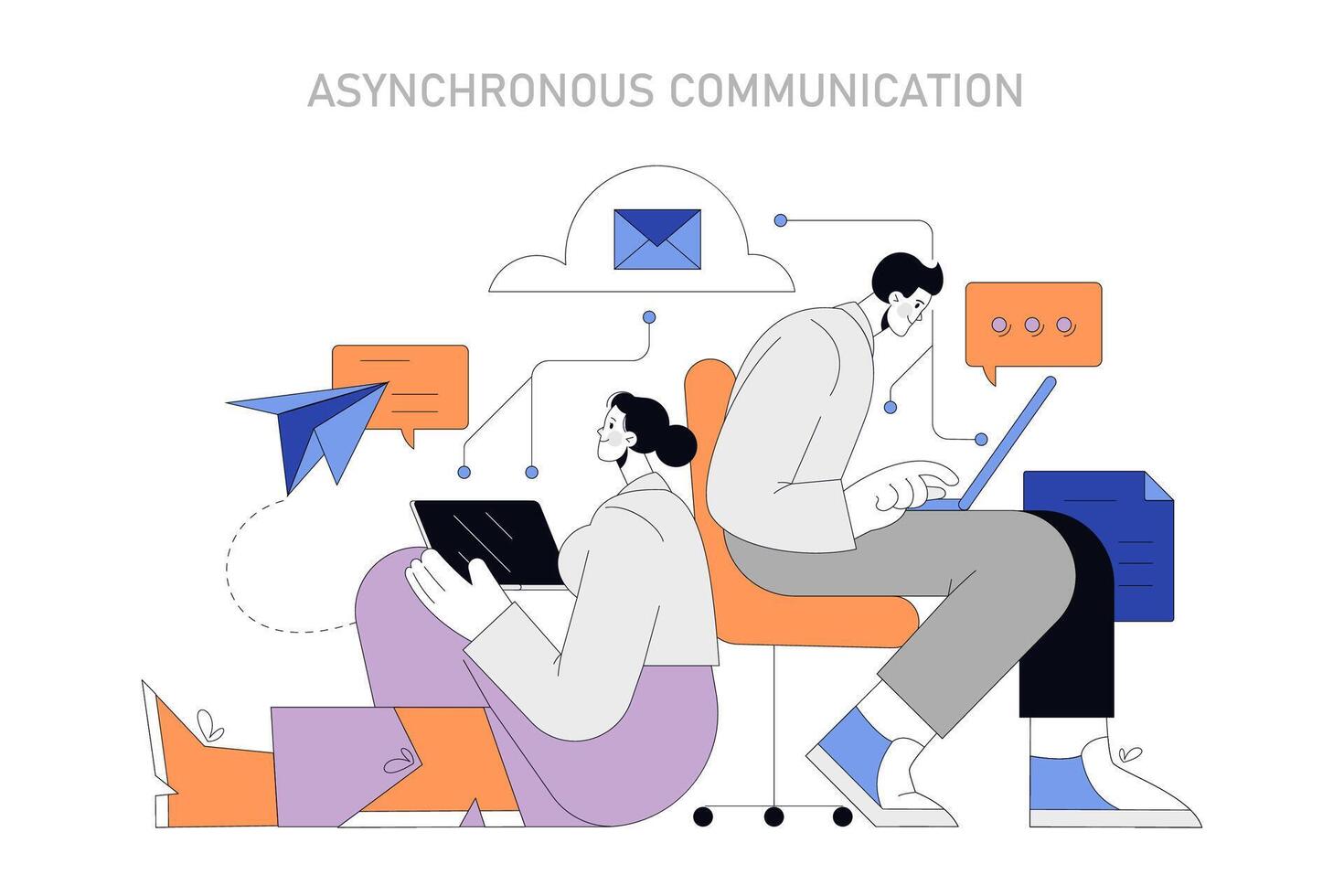 Asynchronous Communication Concept Illustration 46018843 Vector Art