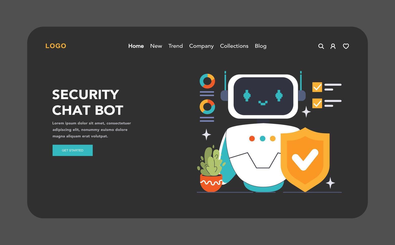 Security Chat Bot dark or night mode web, landing. Digital guardian bot 46018885 Vector Art at ...