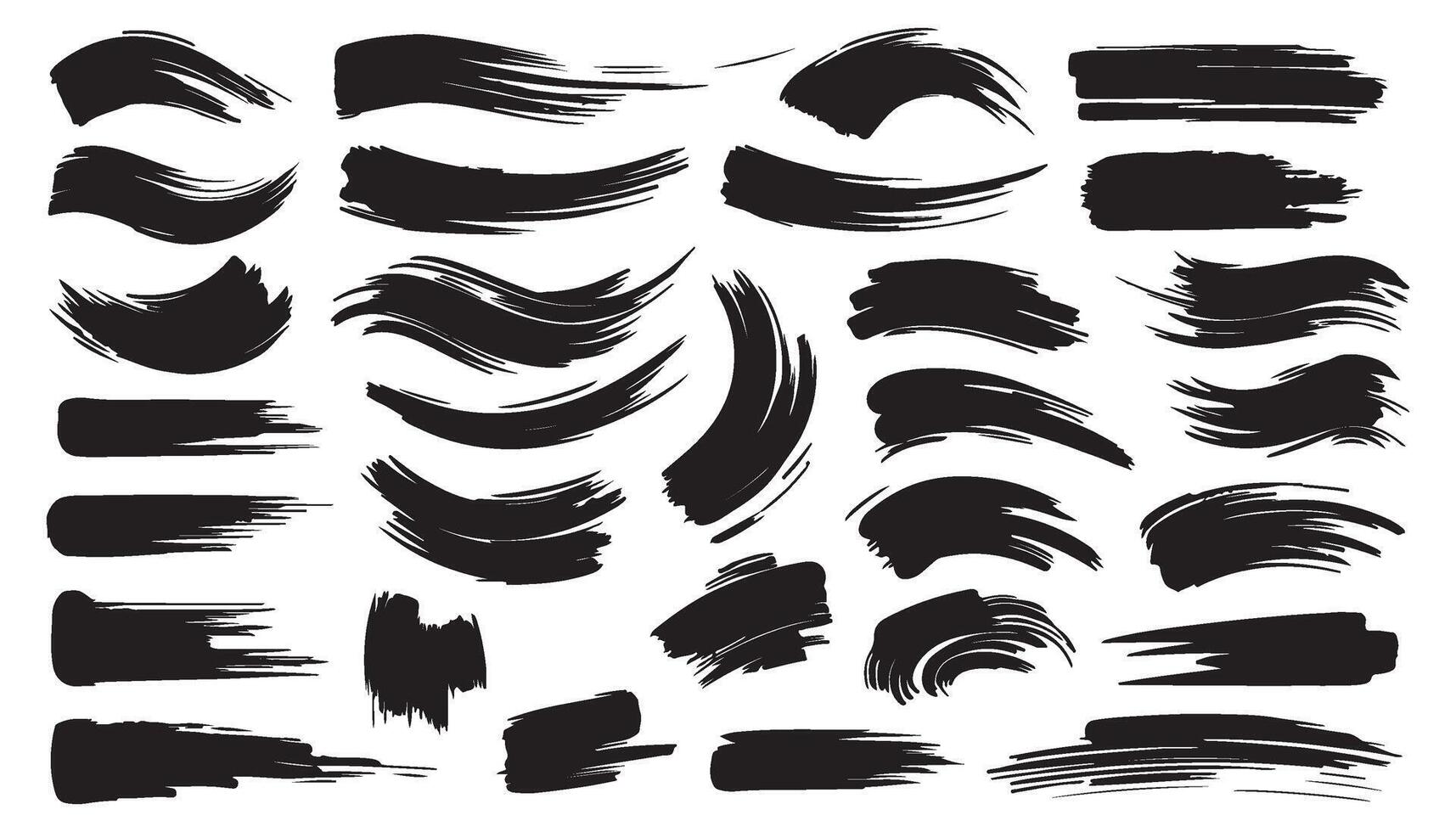 Set of Brushstroke Silhouettes in Various Shapes and Styles for ...