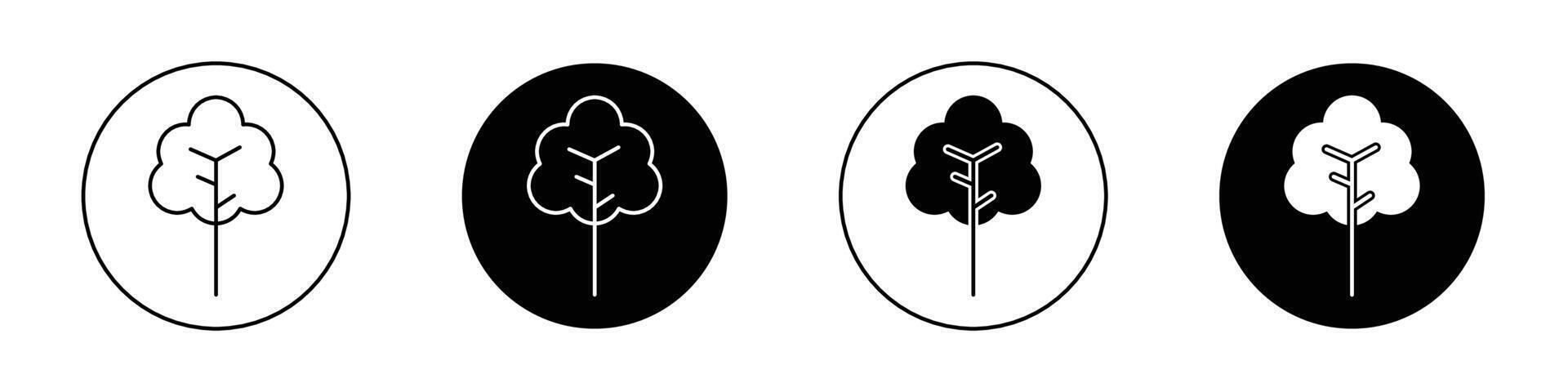Tree icon set. forest simple tree symbol in black filled and outlined ...