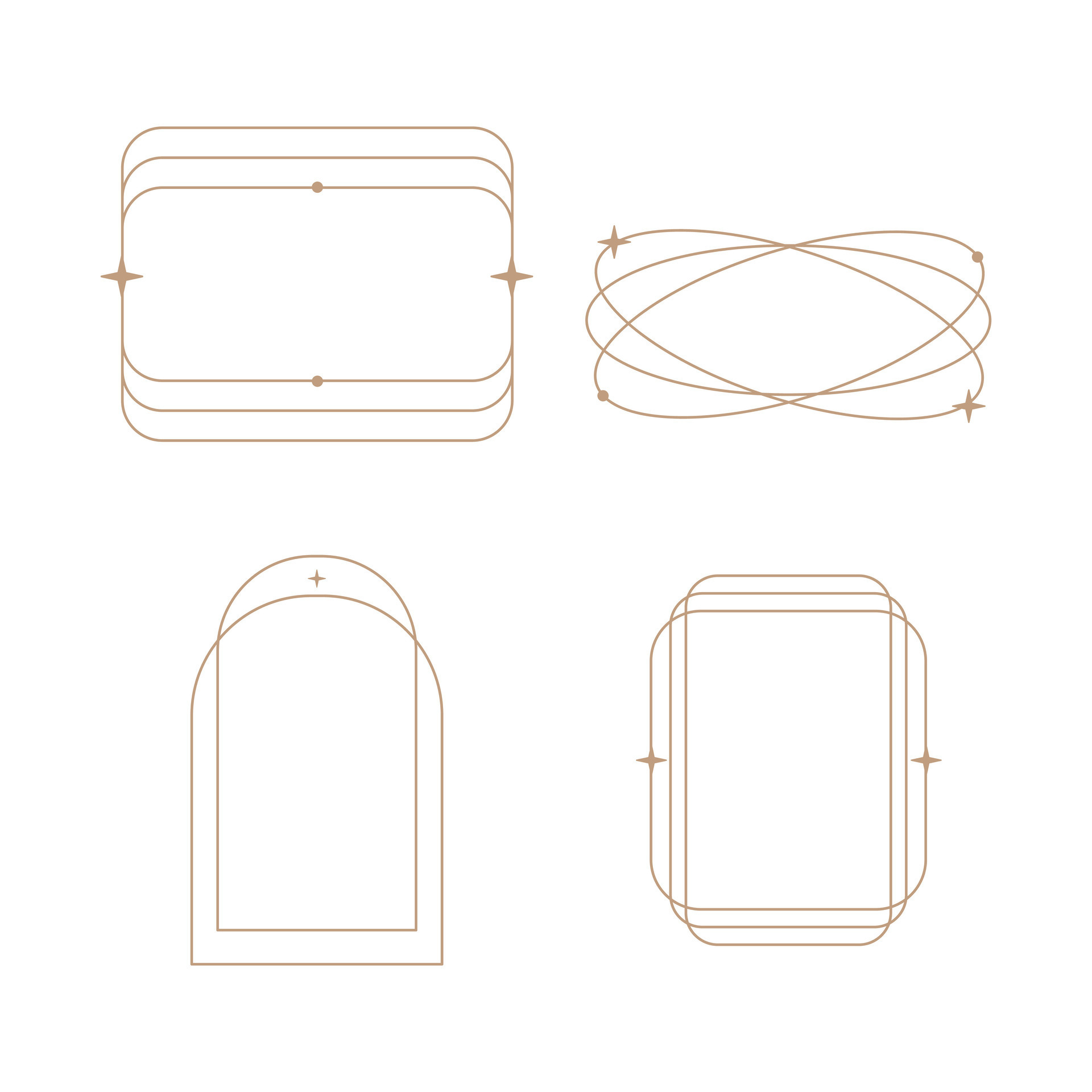 Minimalist Linear Frame Line Elements Trendy Linear Frames With Stars Arch Frames Geometric