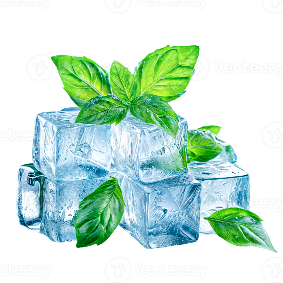 Ice cubes and fresh mint leaves 46032511 PNG