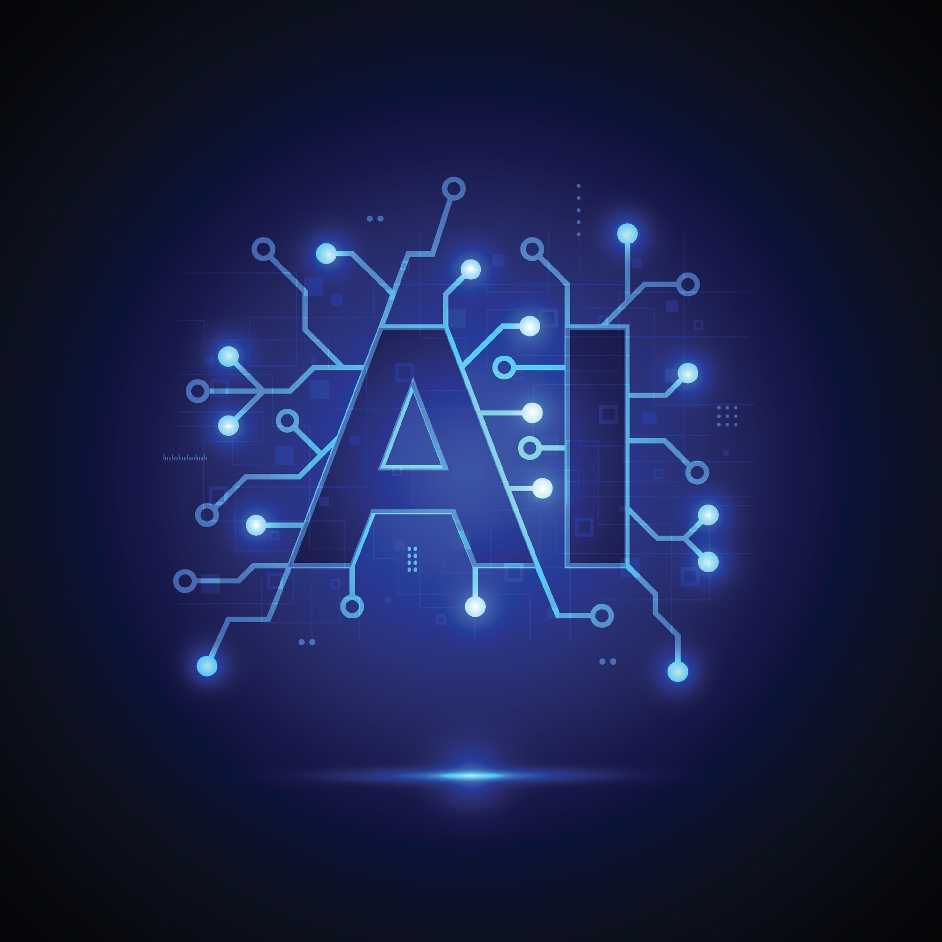 Artificial intelligence circuit line style. Machine learning design ...