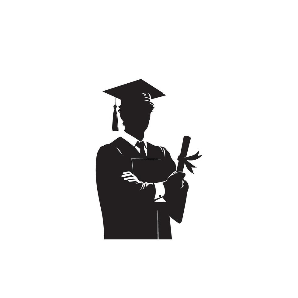 Graduate student silhouette. graduate student logo illustration ,black ... Graduate student silhouette. graduate student logo illustration ,black ...