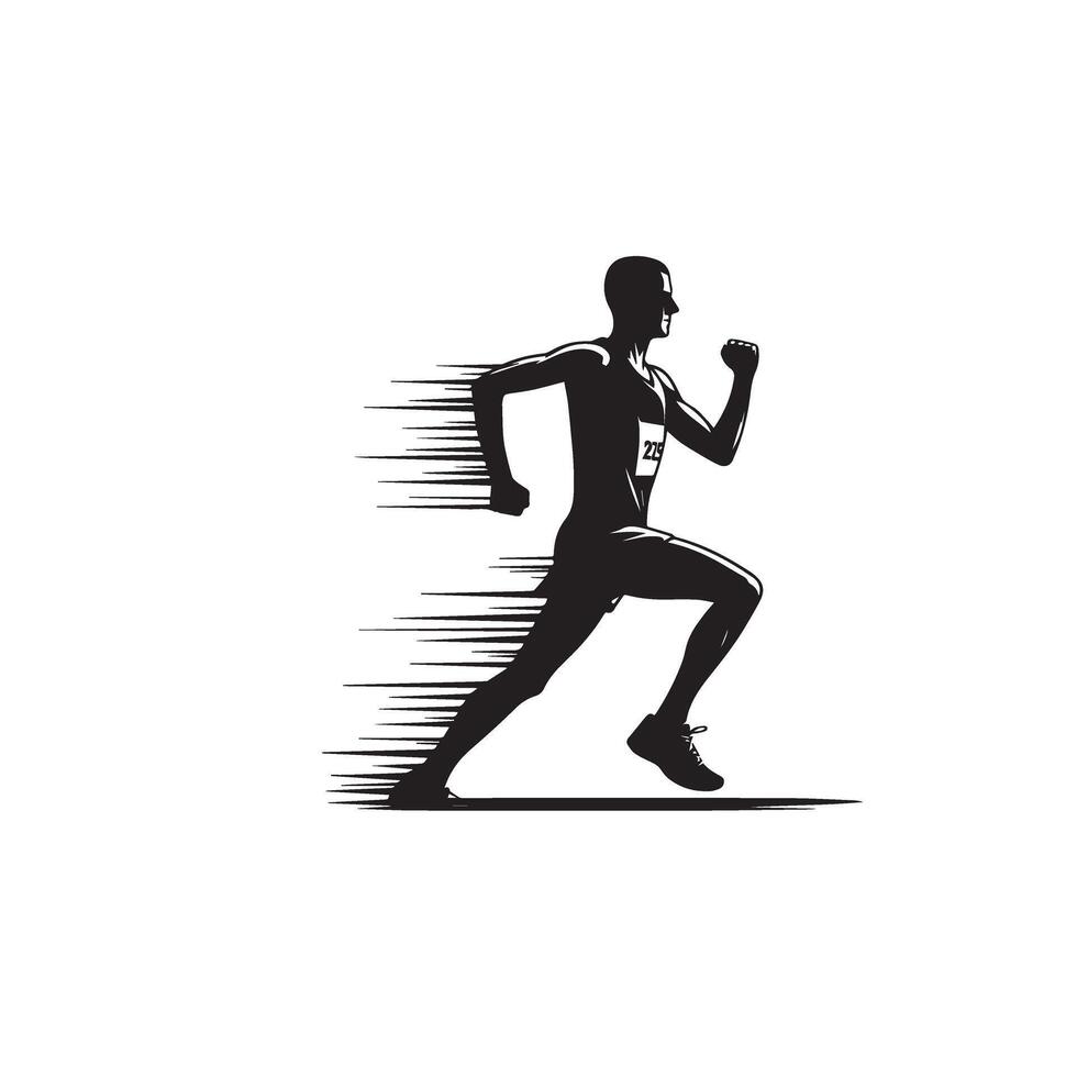 Man running silhouette illustration. man logo, man black icon on white ...