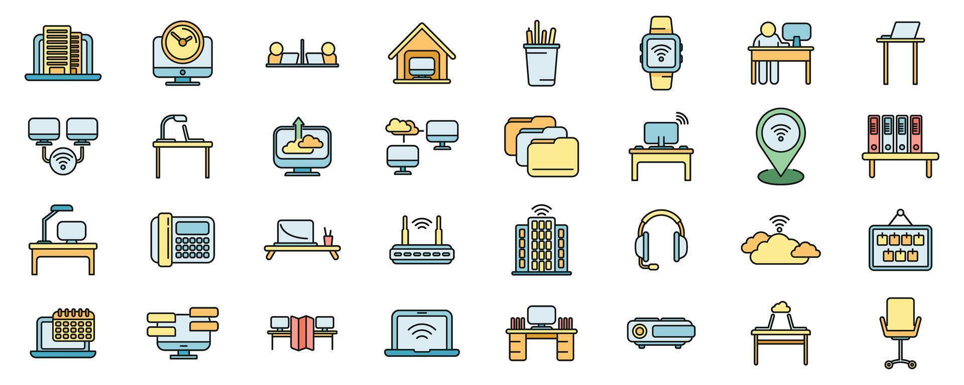 Smart office space icons set color line 46038403 Vector Art at Vecteezy Smart office space icons set color line 46038403 Vector Art at Vecteezy