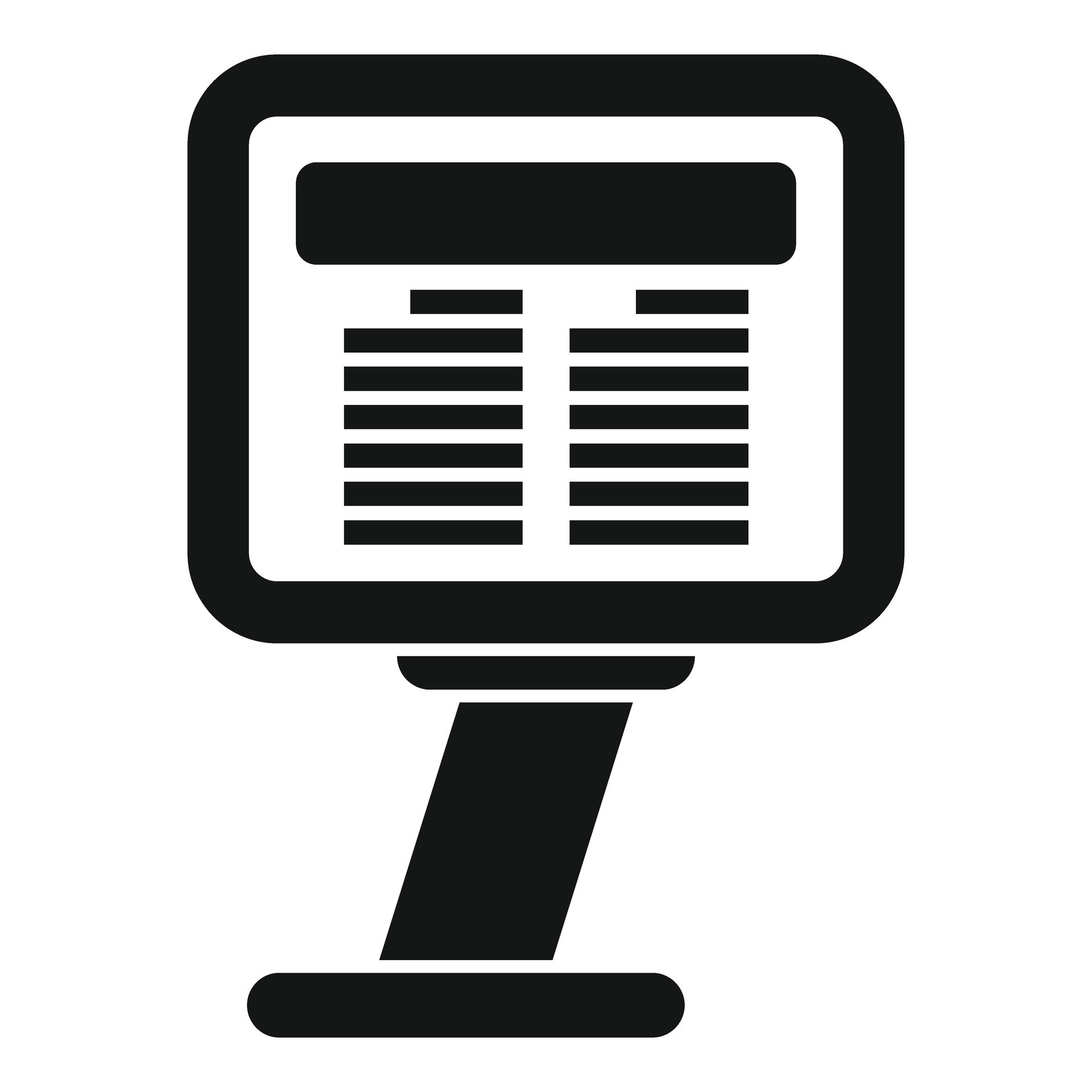 Black and white graphic of a flatscreen computer monitor displaying ...