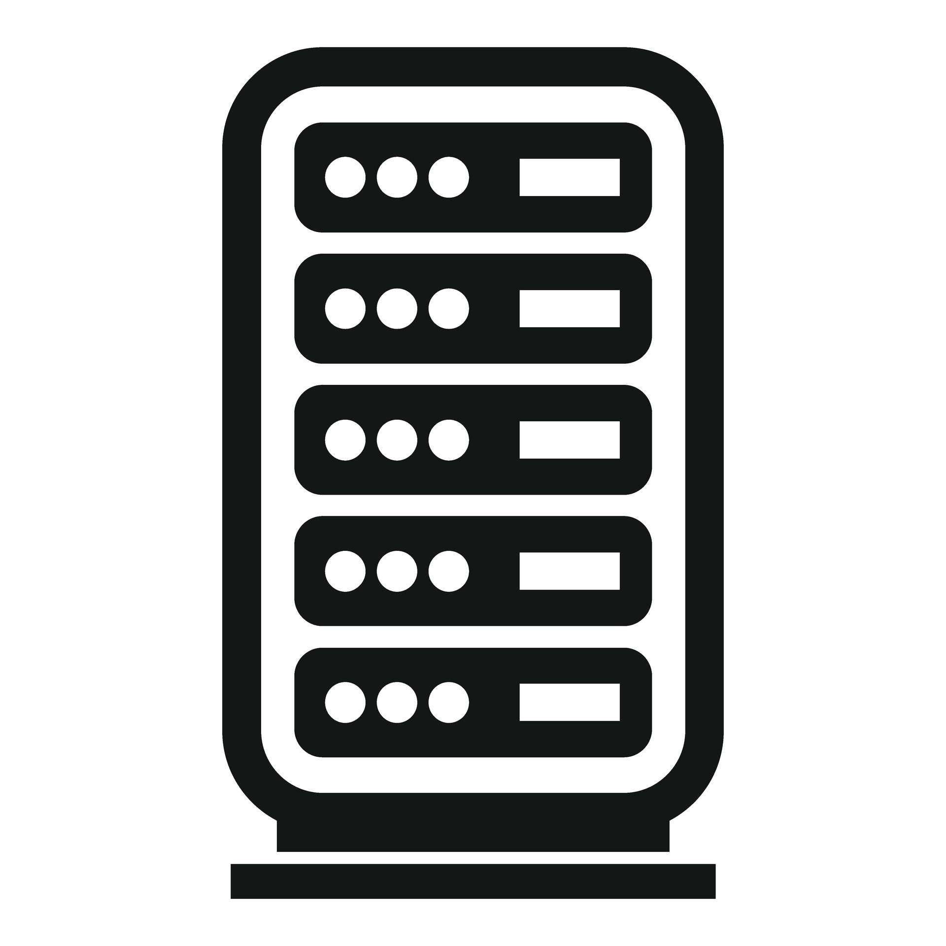 Modern Server Rack Icon For Data Storage And Network Infrastructure In Black And White 46041159
