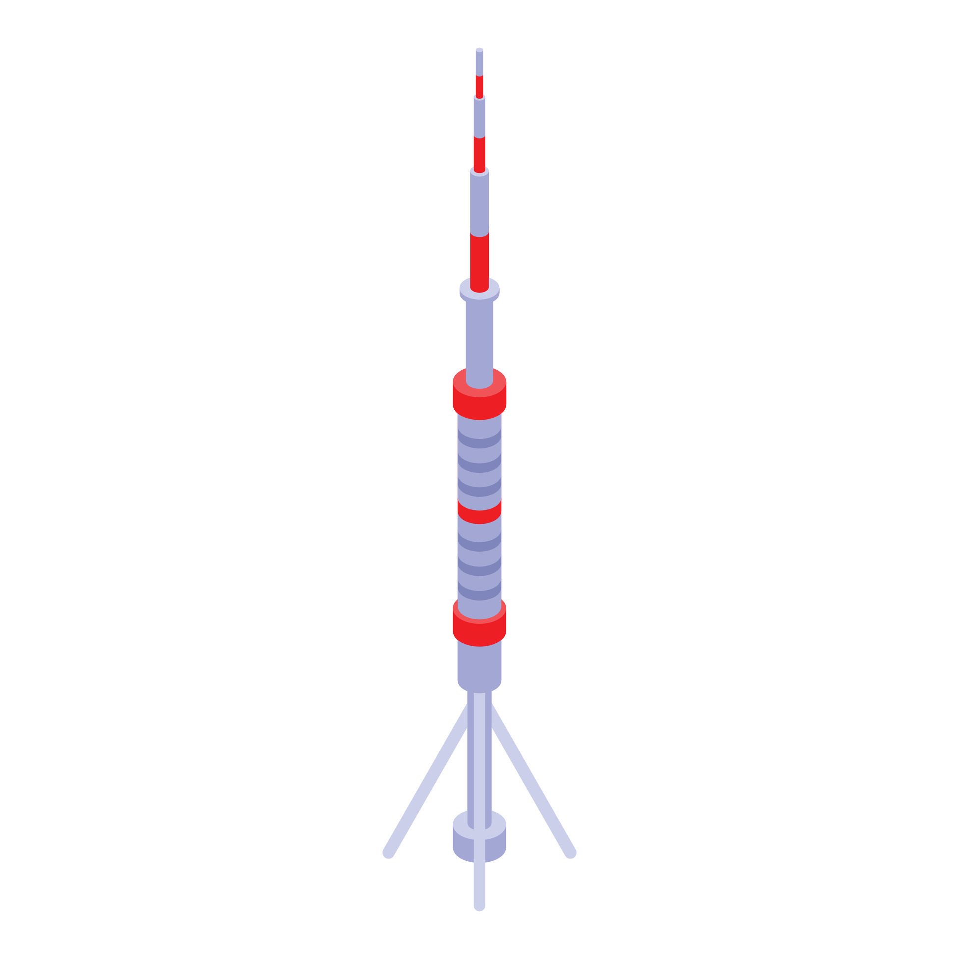 Isometric illustration of a red and white radio transmission tower with supports 46041775 Vector ...