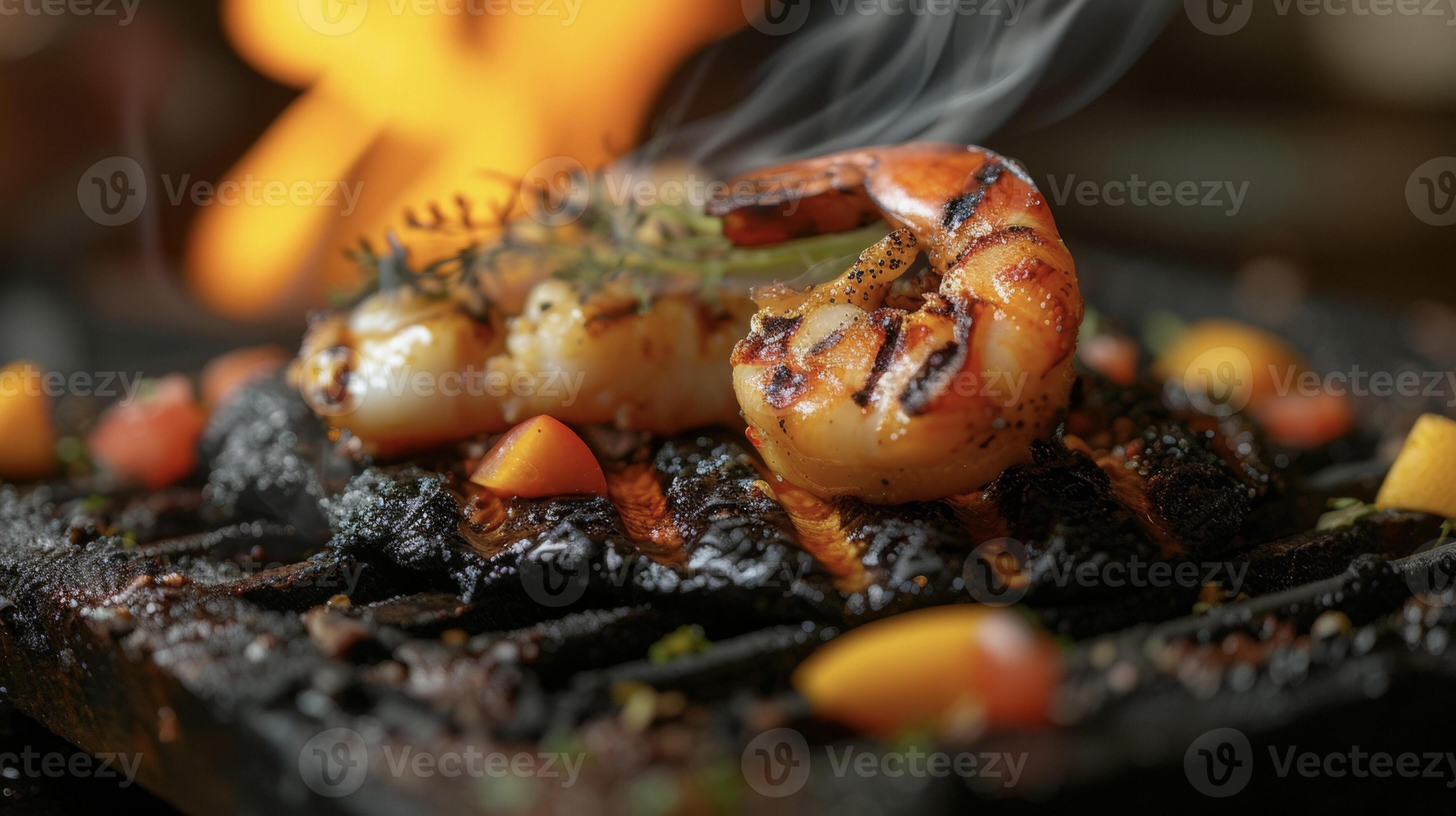 A mouthwatering fusion dish of smoky grilled seafood paired with y tropical fruits all perfectly ...