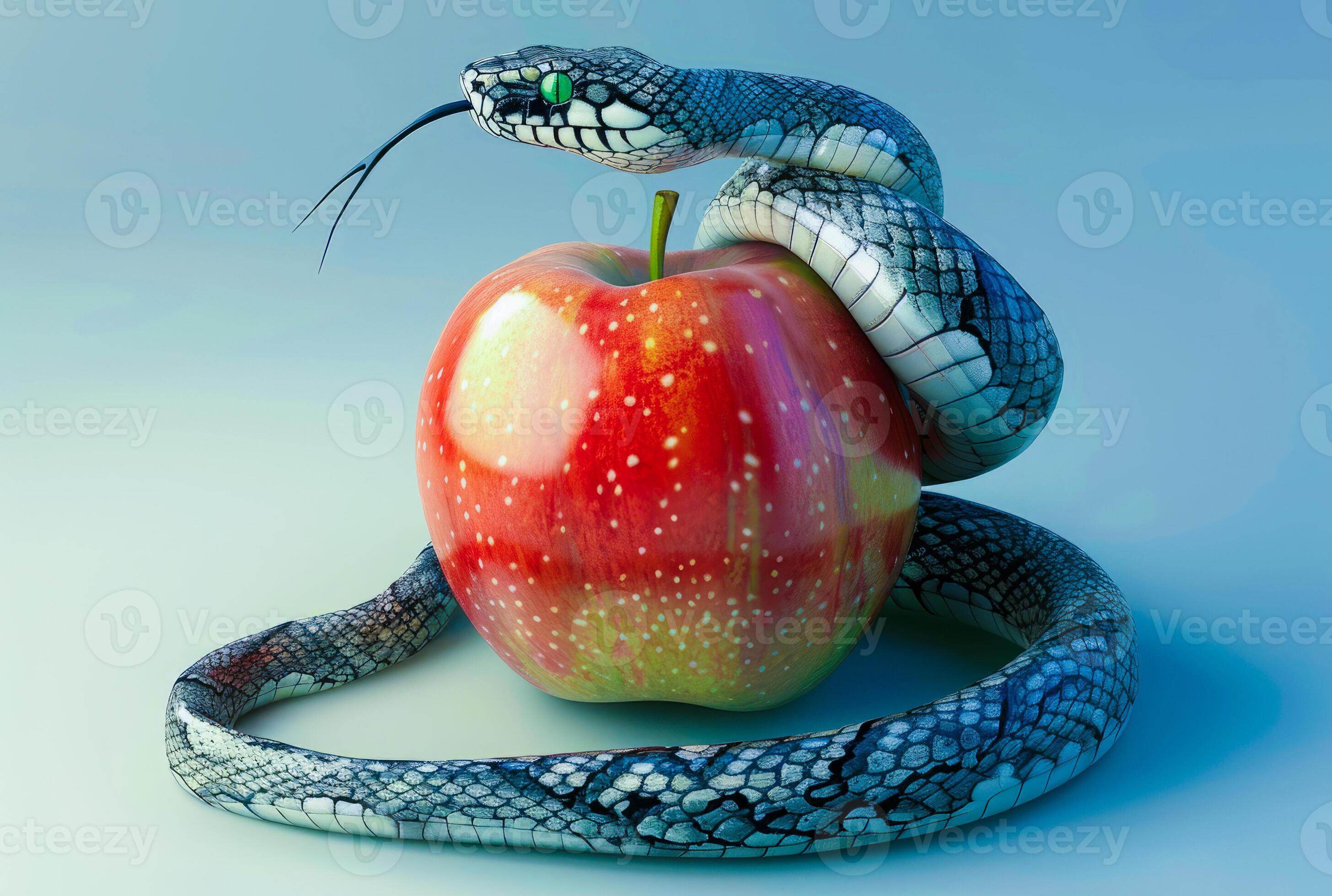 Temptation of Adam and Eve, forbidden fruit in garden of eden leads to primal sin 46068347 Stock ...