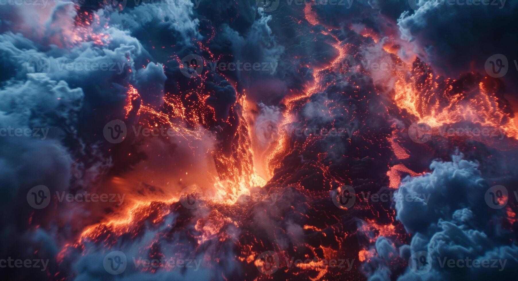 The violent forces of nature combine creating a fiery and electrifying ...