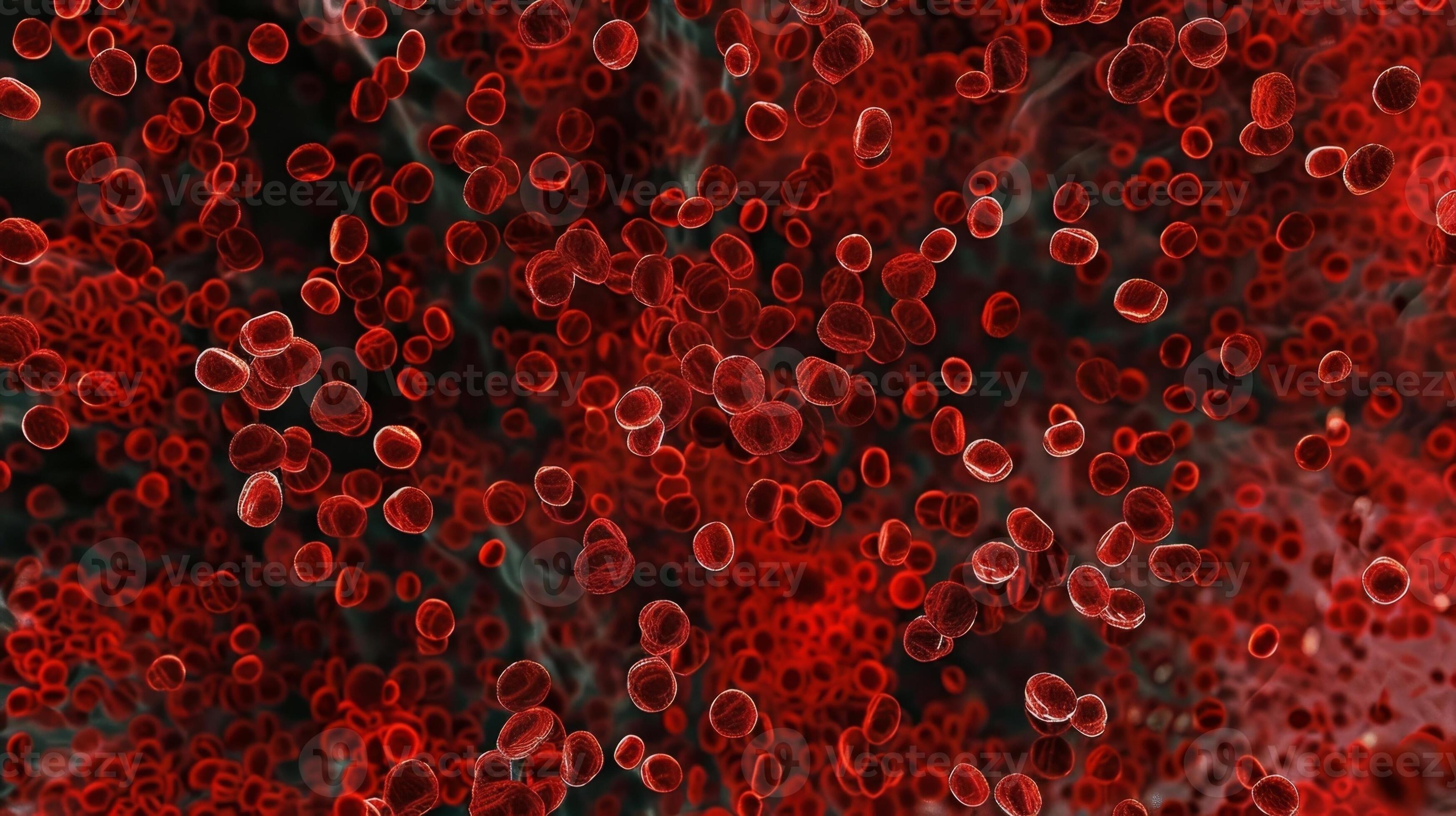 A Microscopic View Of Hematopoietic Stem Cells Floating In A Sea Of Red Cells Ready To Undergo
