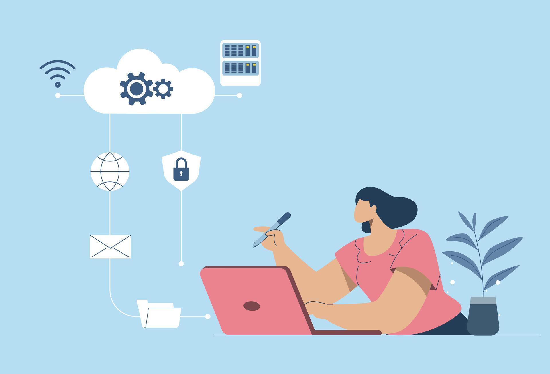 Technology Cloud Computing Service Server Storage Concept And Cloud Security Secure Connection