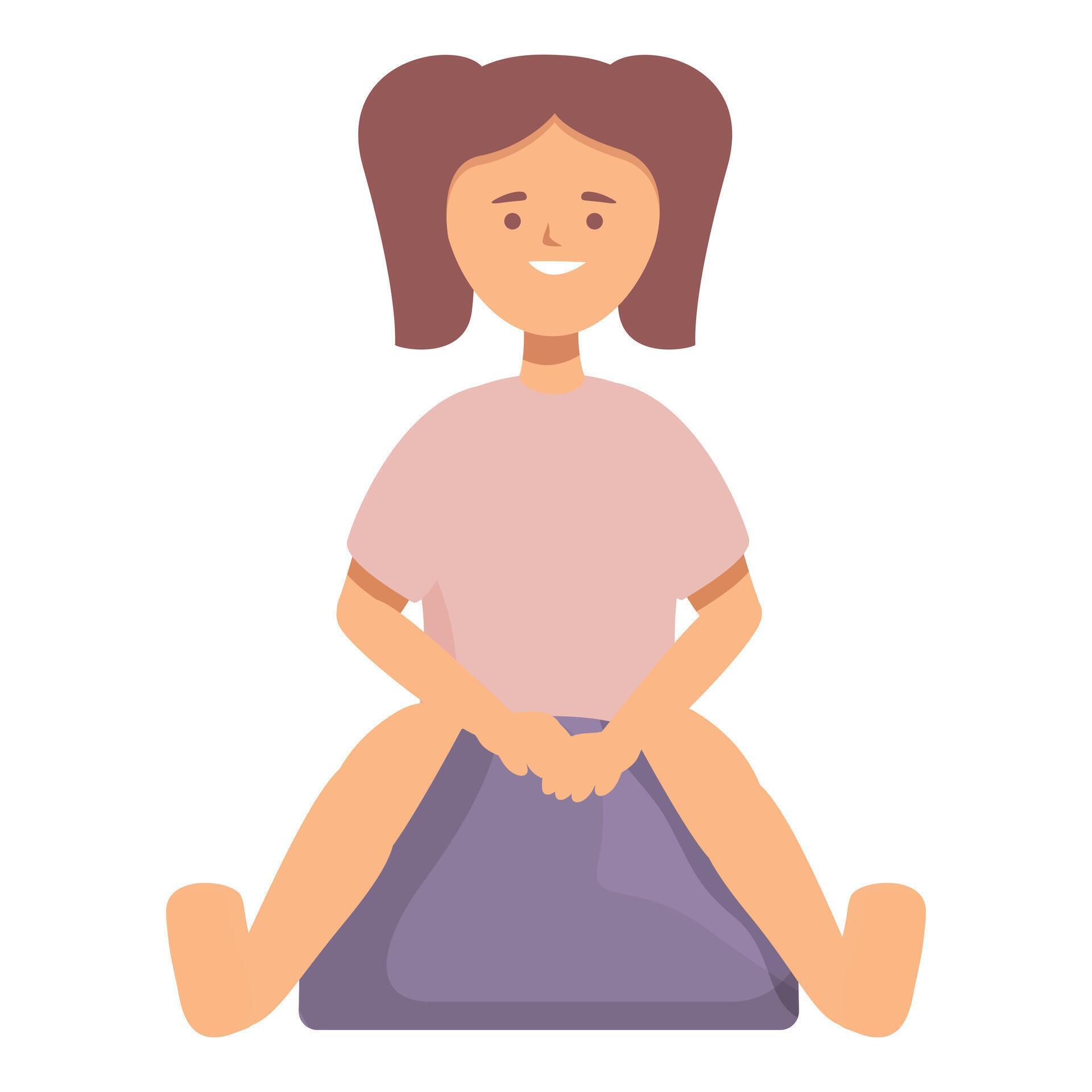 Smiling Cartoon Woman Sitting Crosslegged 46099141 Vector Art At Vecteezy