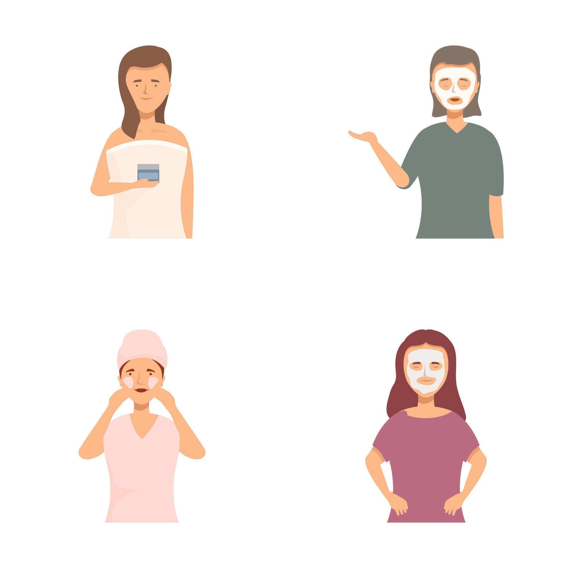 Set Of People Performing Daily Skincare Routine 46100076 Vector Art At