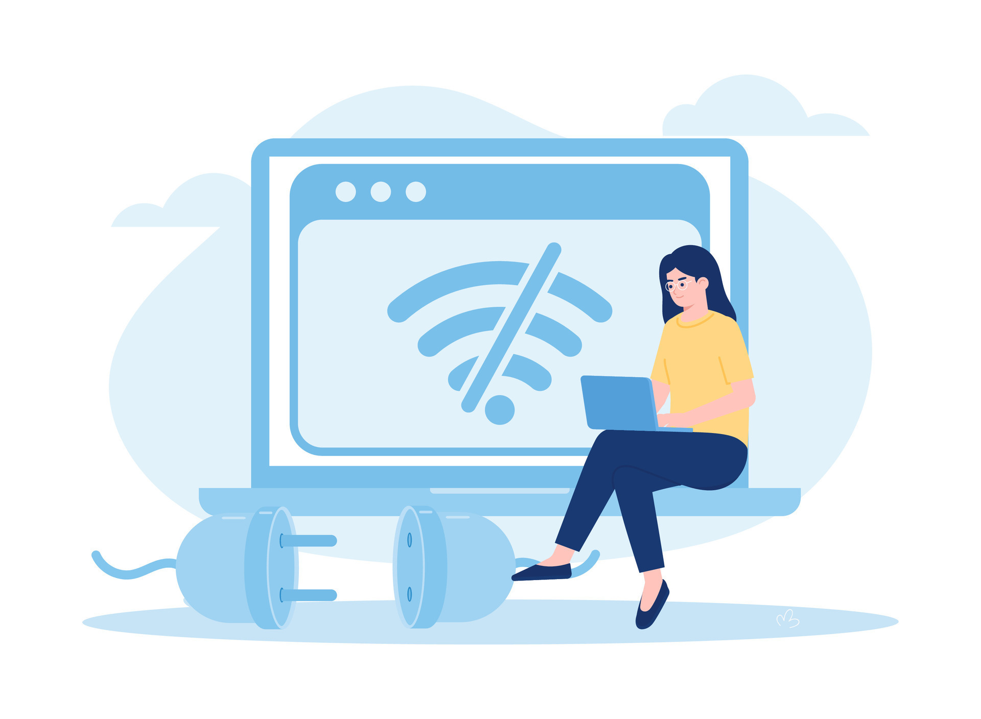 network troubleshooting on a computer concept flat illustration ...
