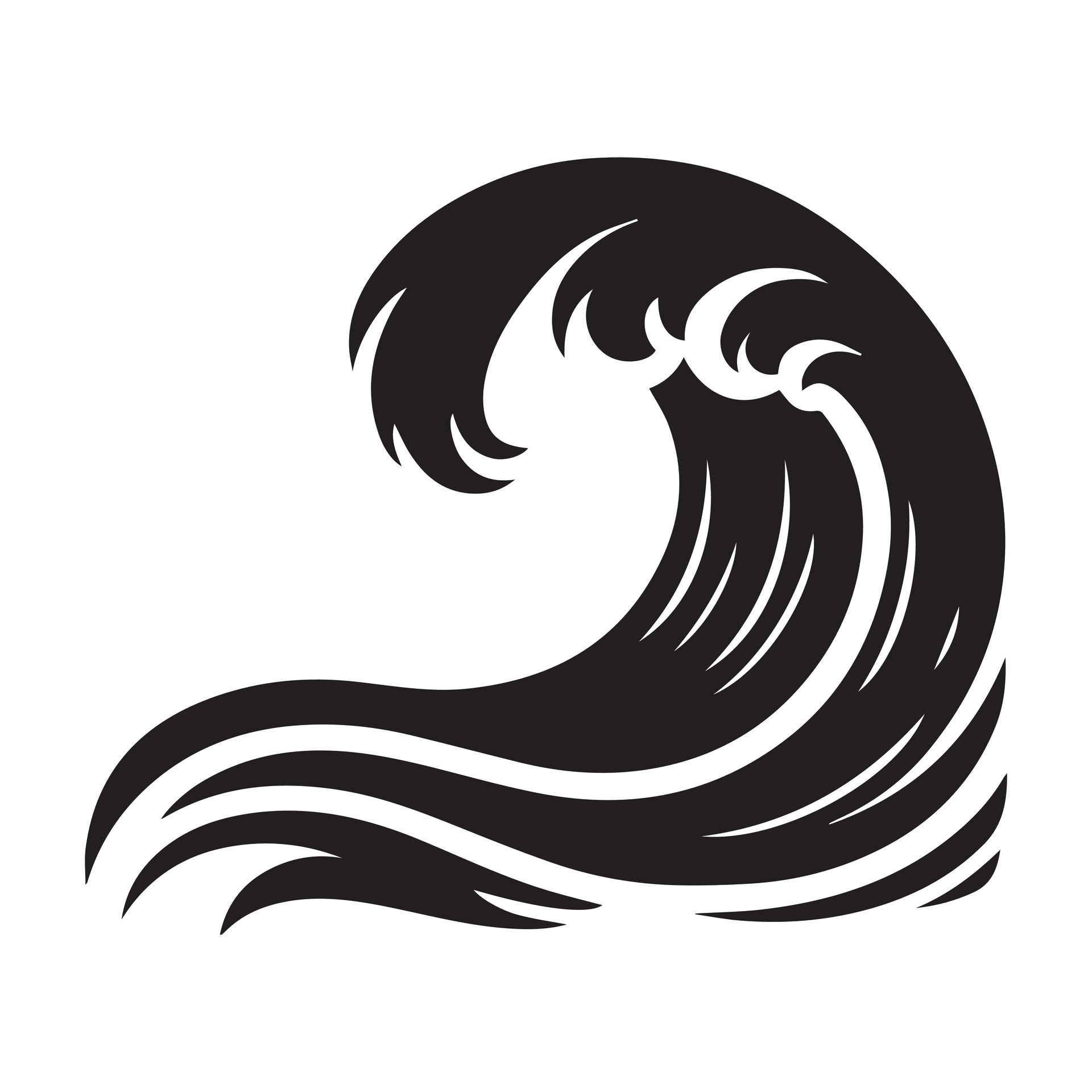 Ocean wave Outline illustration in black and white 46102711 Vector Art ...