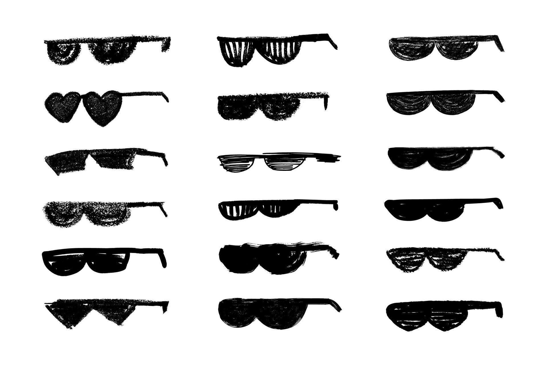 Thug Glasses Graffiti Grunge Black Sunglasses Thug Life Glasses Set Brush Scribble Elements