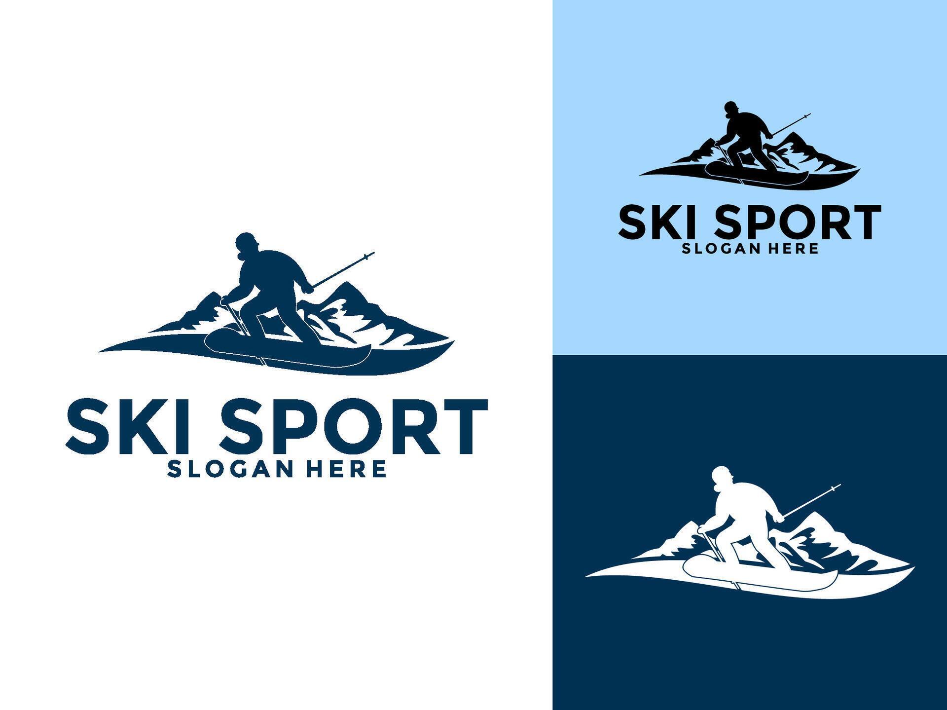 Skiing Winter Sport Logo Symbol, Mountain Skiing Logo Design Template ...