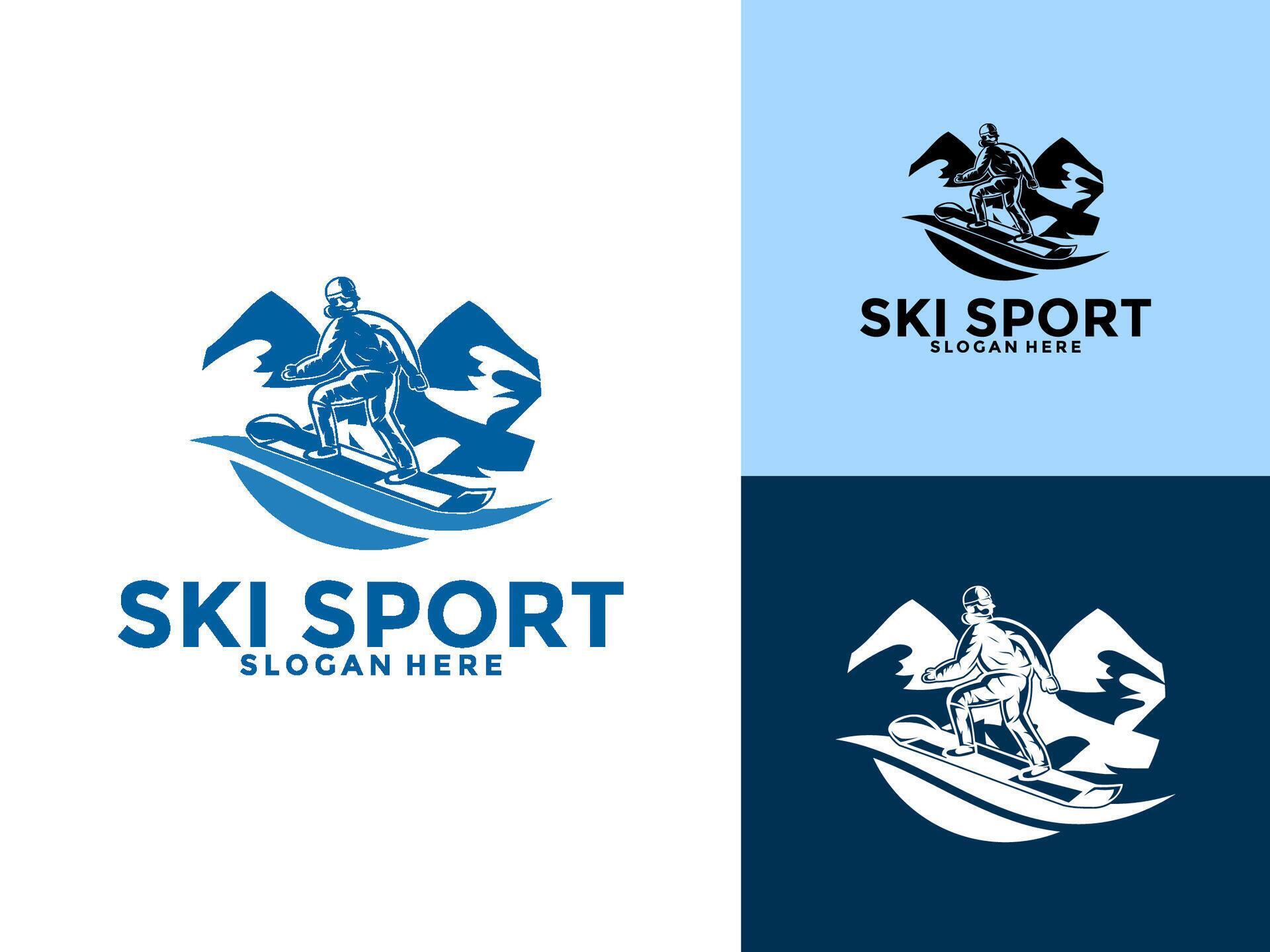 Skiing Winter Sport Logo Symbol, Mountain Skiing Logo Design Template ...
