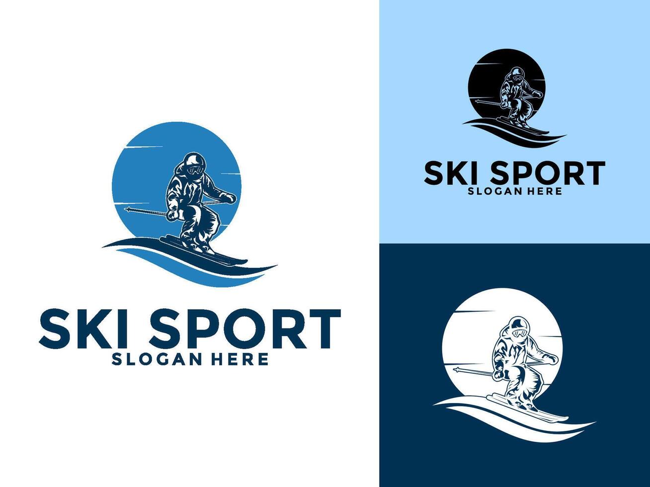 Skiing Winter Sport Logo Symbol, Mountain Skiing Logo Design Template ...