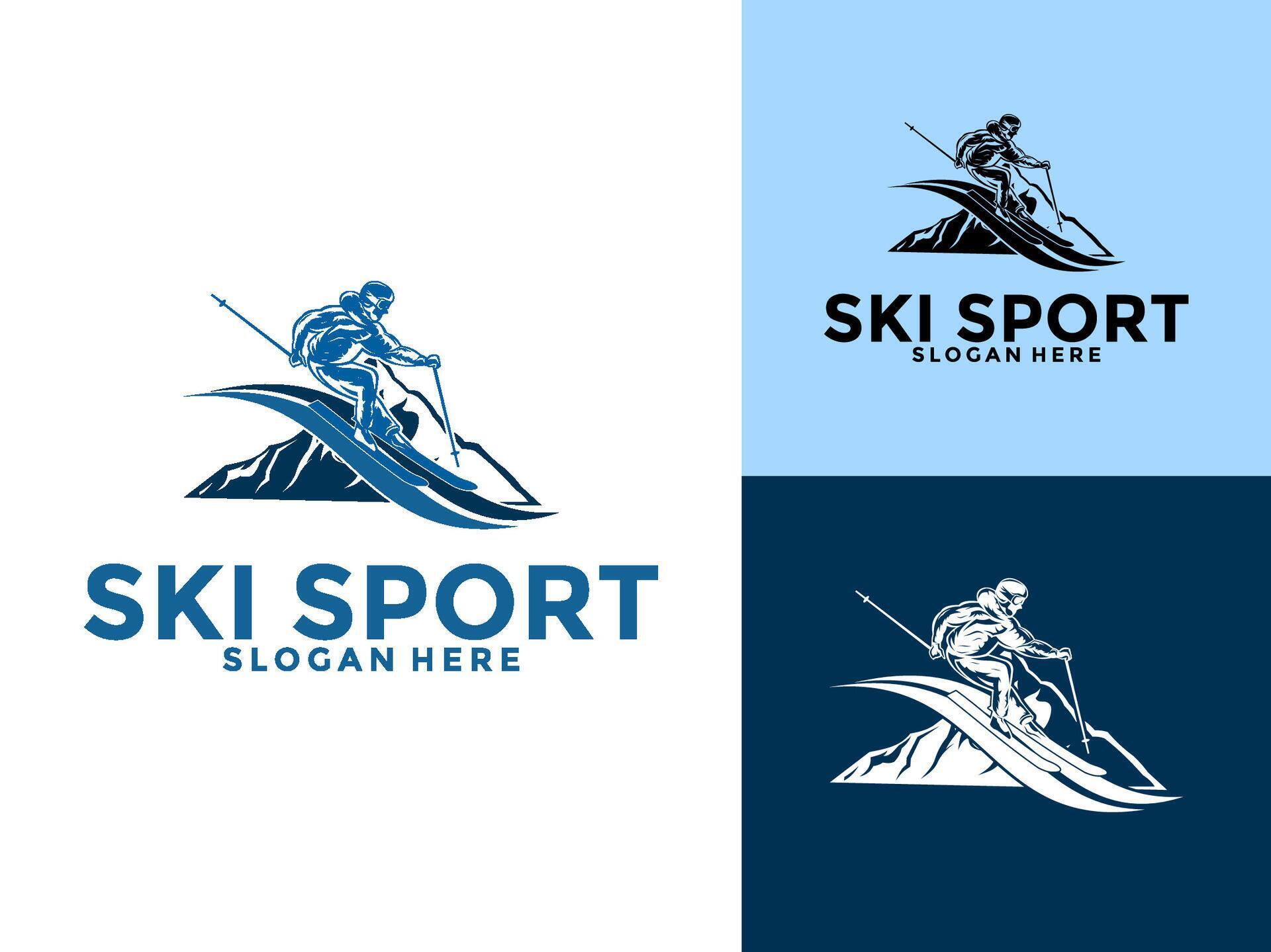 Skiing Winter Sport Logo Symbol, Mountain Skiing Logo Design Template ...