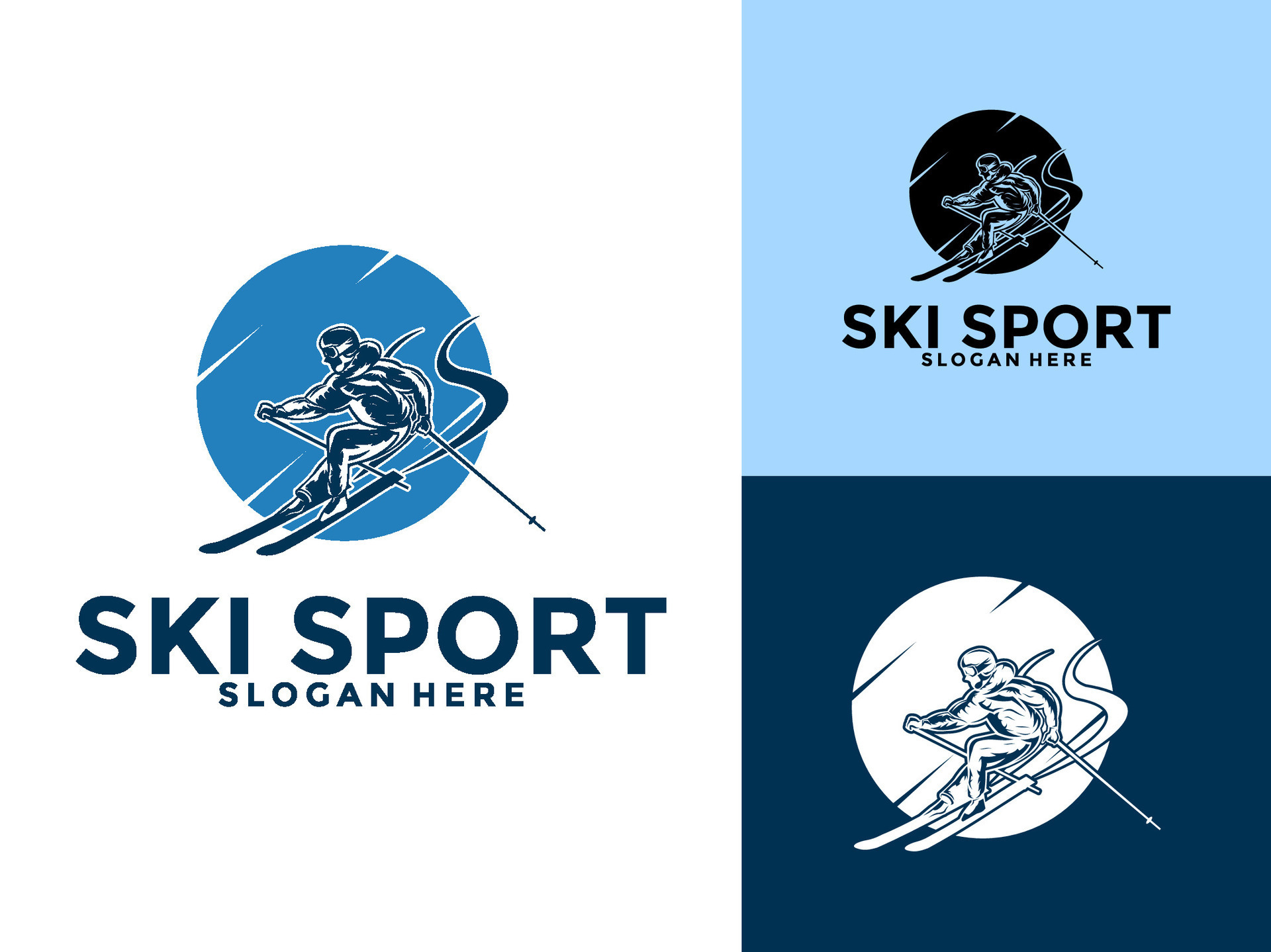 Skiing Winter Sport Logo Symbol, Mountain Skiing Logo Design Template ...