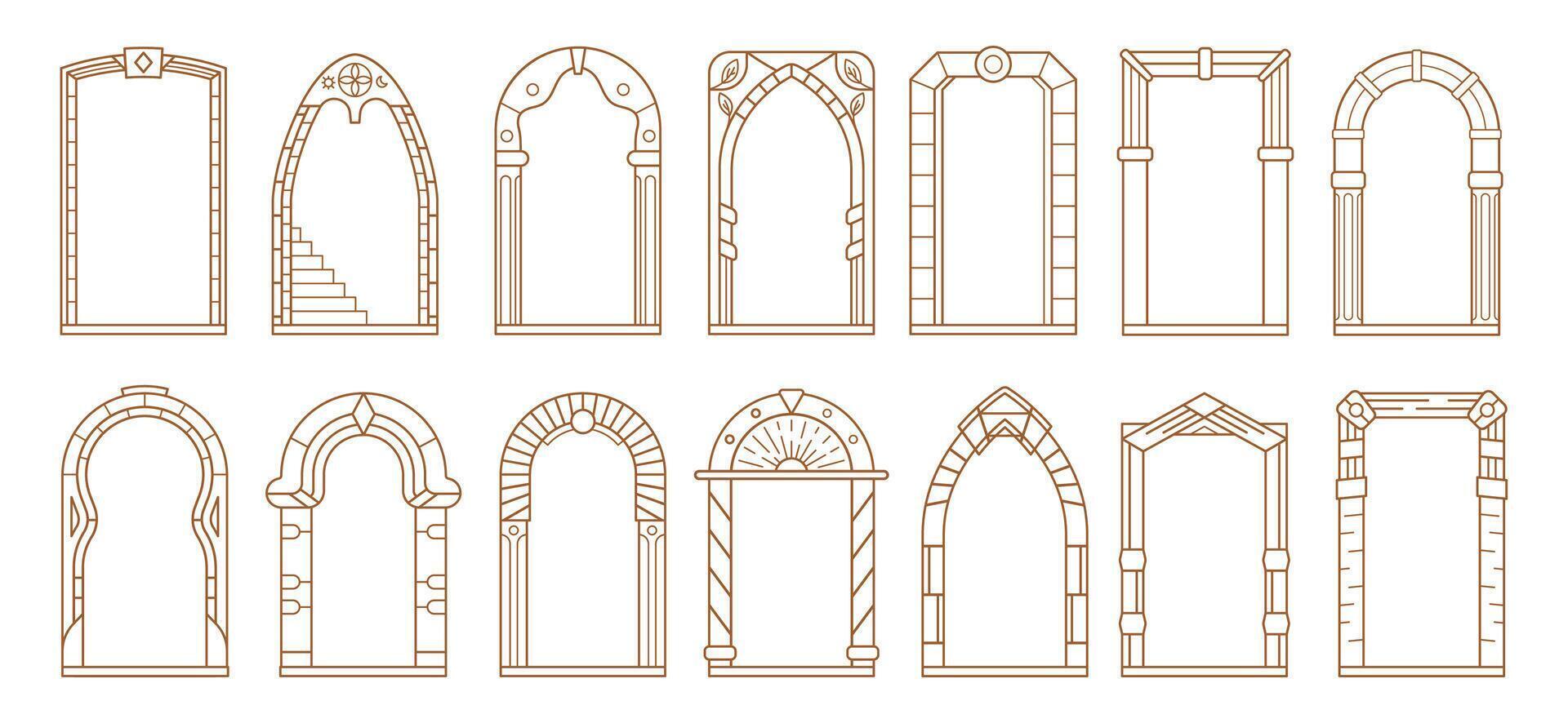 Art deco arch frames, arcs, doors or borders set 46113862 Vector Art at Vecteezy