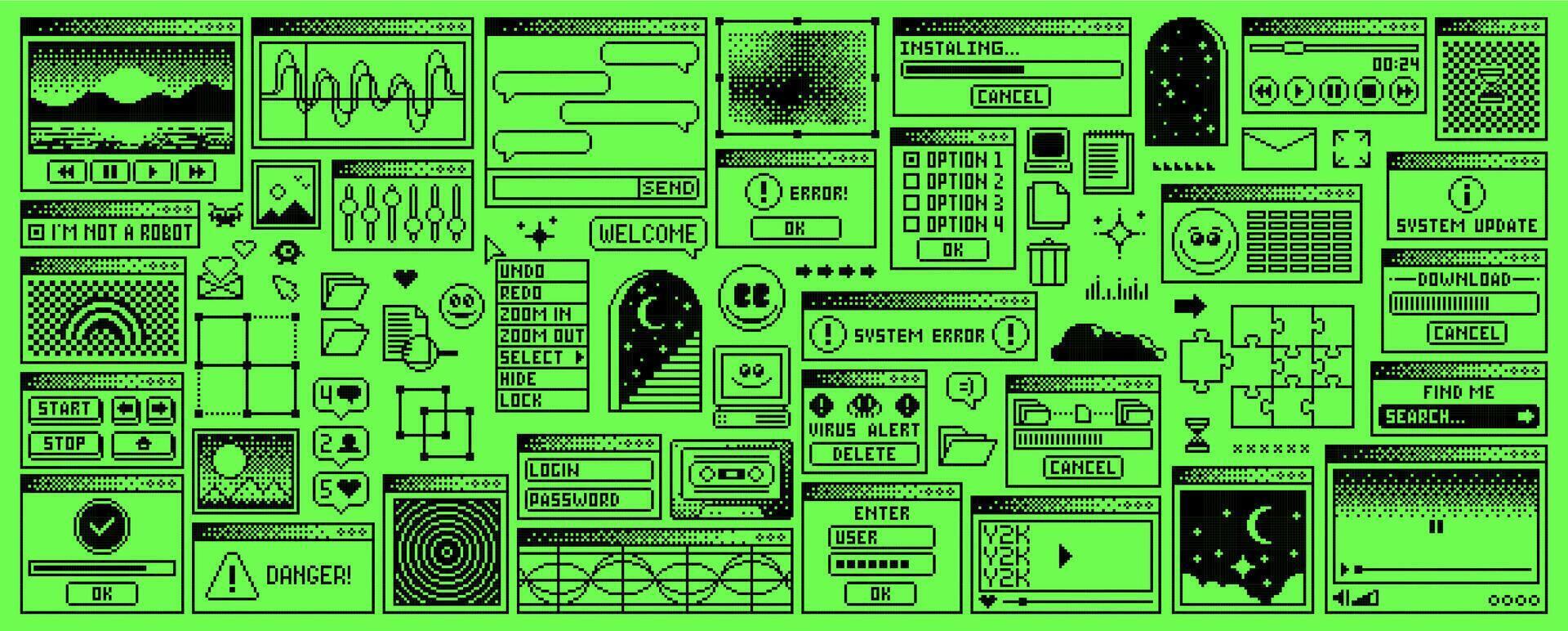 Rave y2k window page, computer interface menu 46113932 Vector Art at ...