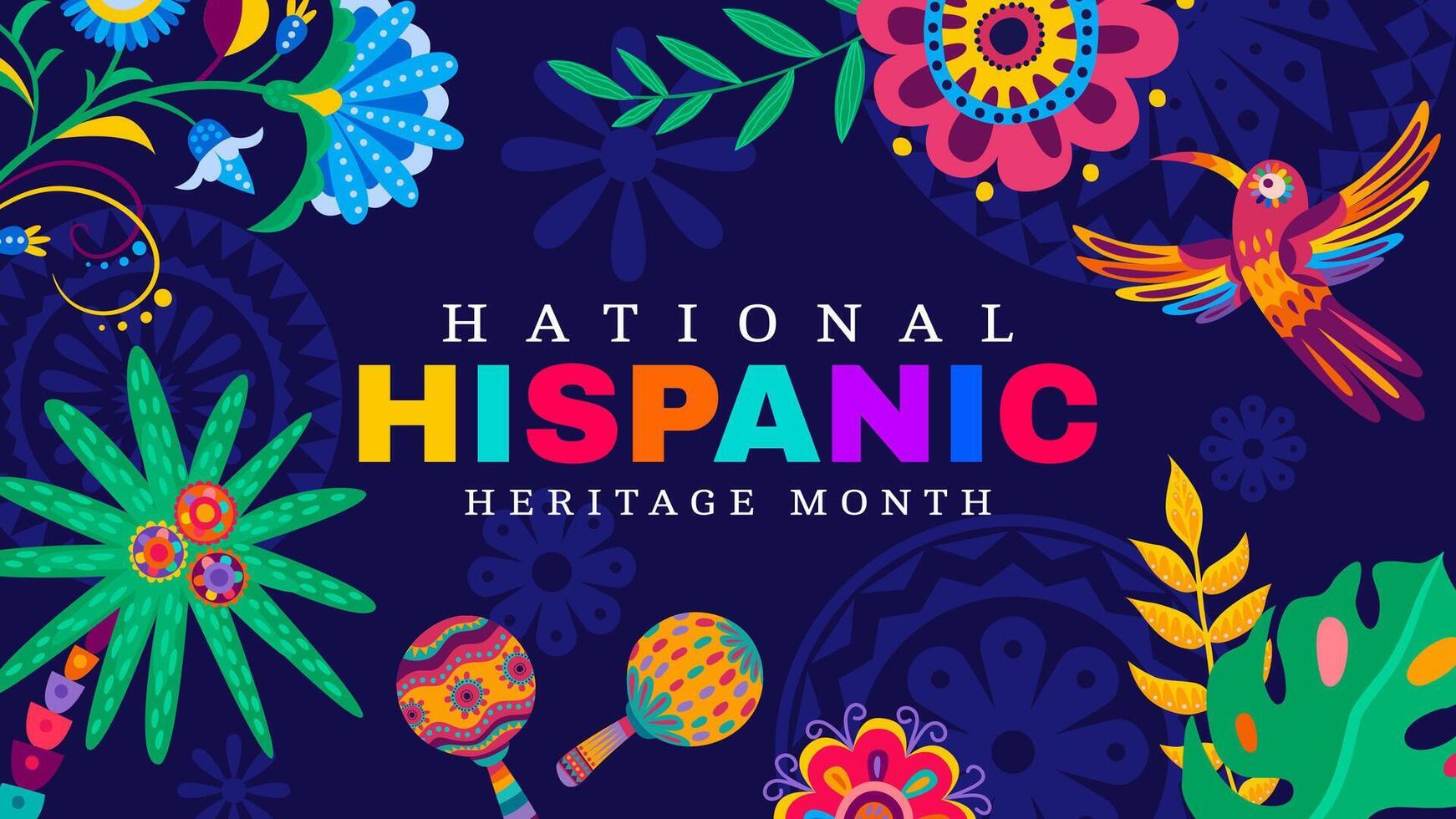 Hispanic heritage month banner, maracas, flowers 46114011 Vector Art at ...