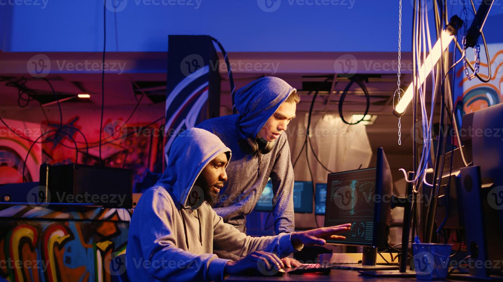 Hackers Brainstorming Ways Of Using Network Vulnerabilities To Exploit Servers Trying To Break