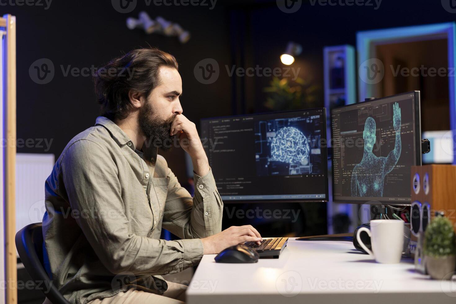 Sentient Ai Gains Humanoid Form Inside Computer Waving Hand Greeting Its Creator Self Aware