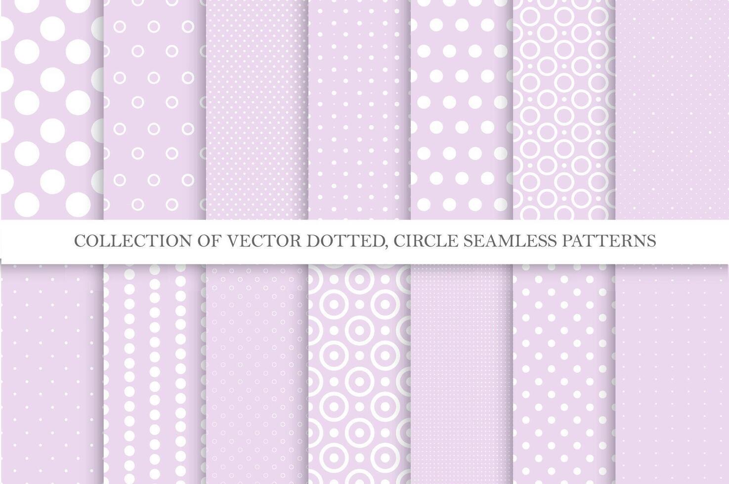 Collection of purple seamless dotted geometric patterns. Simple spotted ...