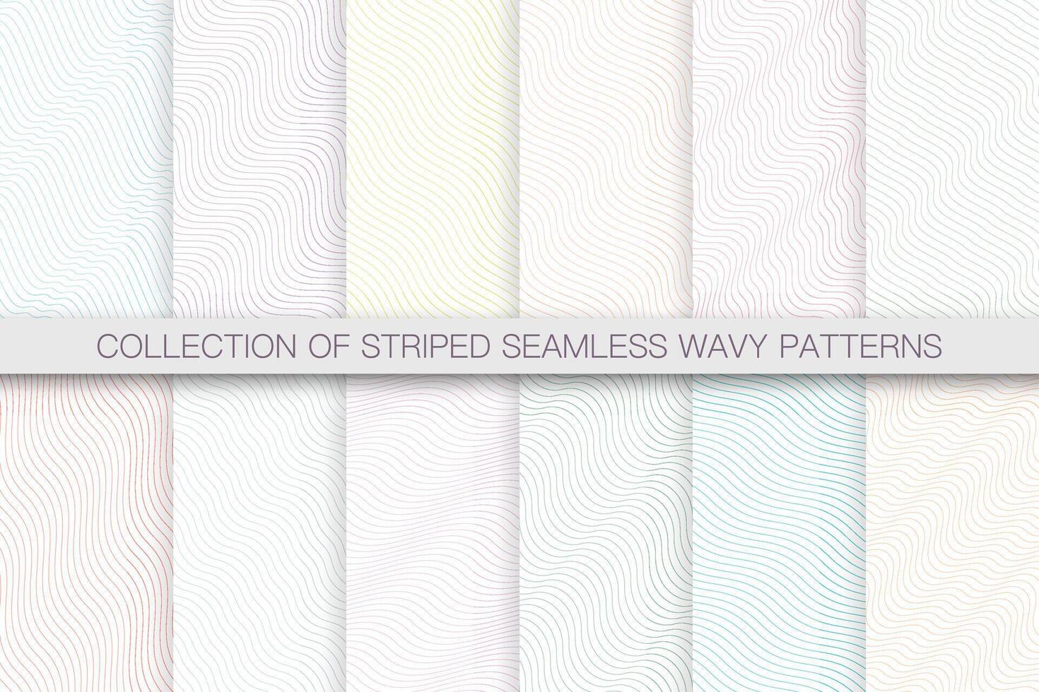 Collection of delicate seamless striped wave patterns - repeatable ...