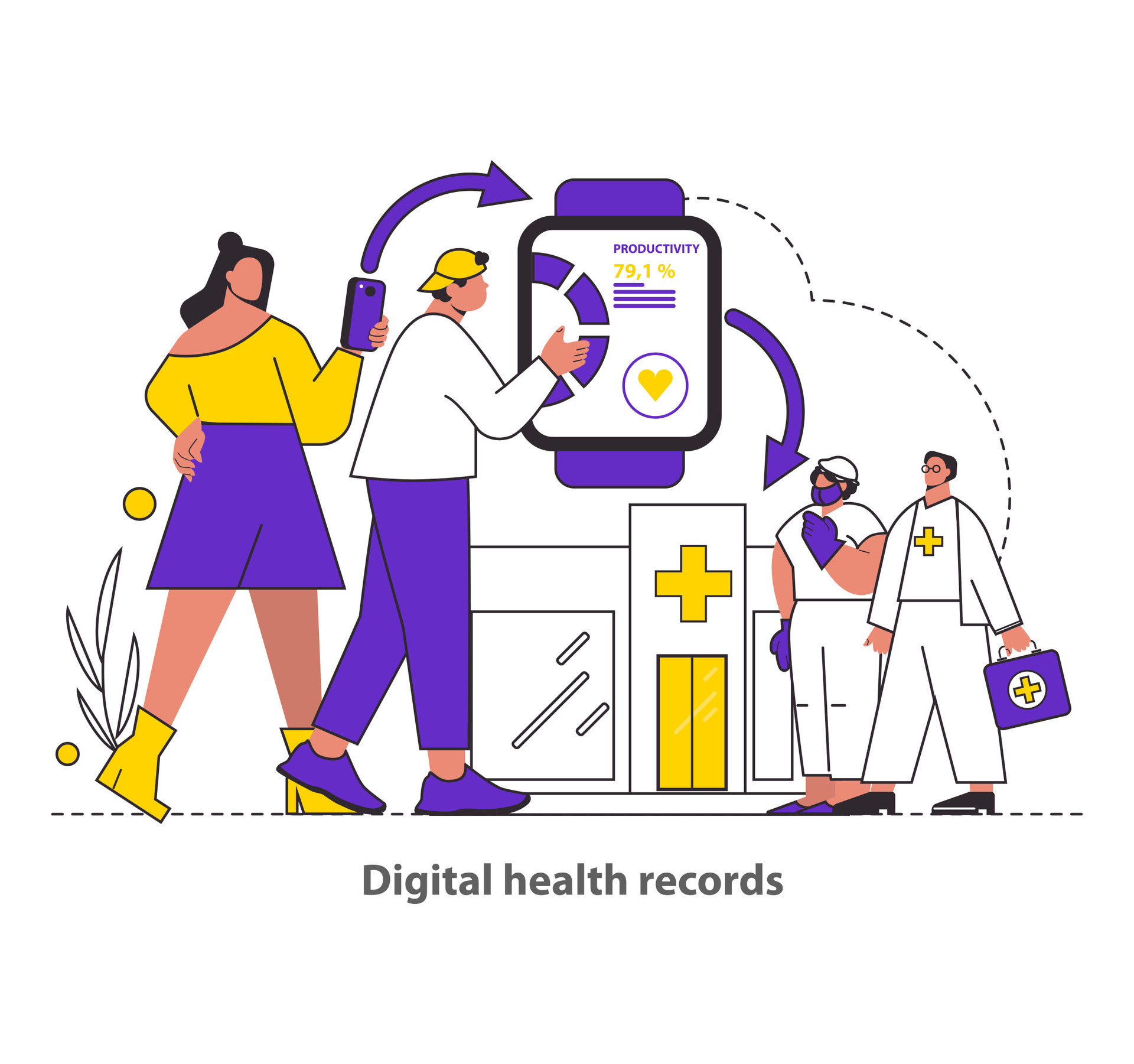 Tech-Assisted Health Flat illustration. 46120883 Vector Art at Vecteezy Tech-Assisted Health Flat illustration. 46120883 Vector Art at Vecteezy
