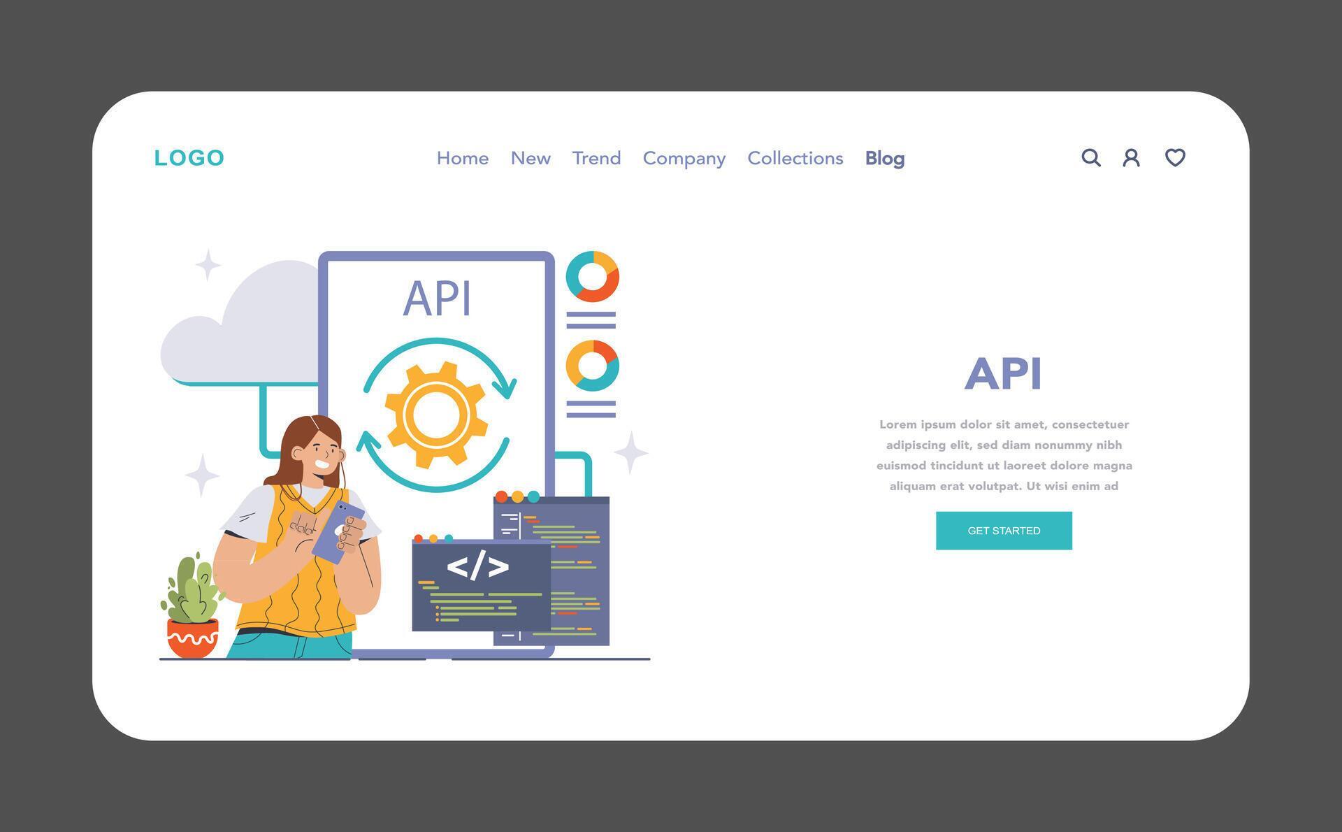 API technology concept. Flat illustration 46120961 Vector Art at Vecteezy
