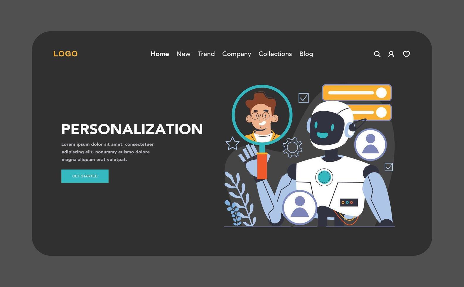 Chat Bot Dark Or Night Mode Web Or Landing Ai Powered Customer Service