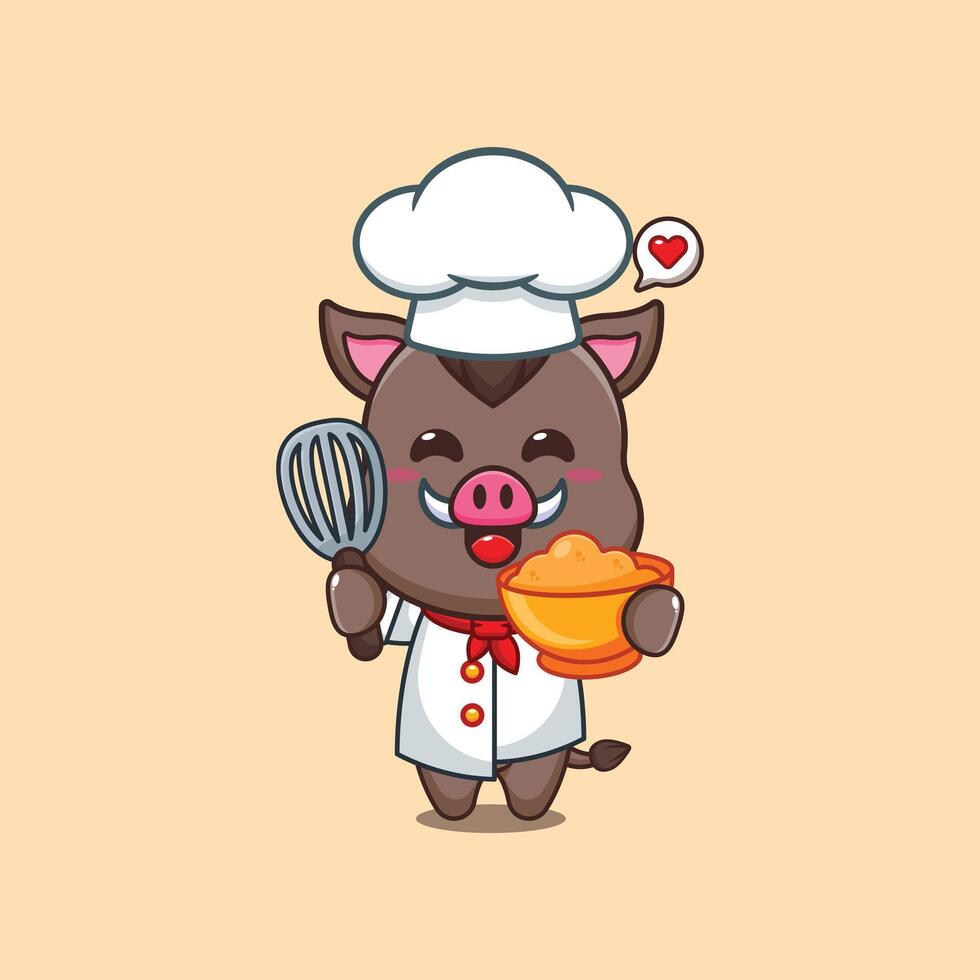Cute chef wild boar making cake batter cartoon illustration. 46121852 ... Cute chef wild boar making cake batter cartoon illustration. 46121852 ...
