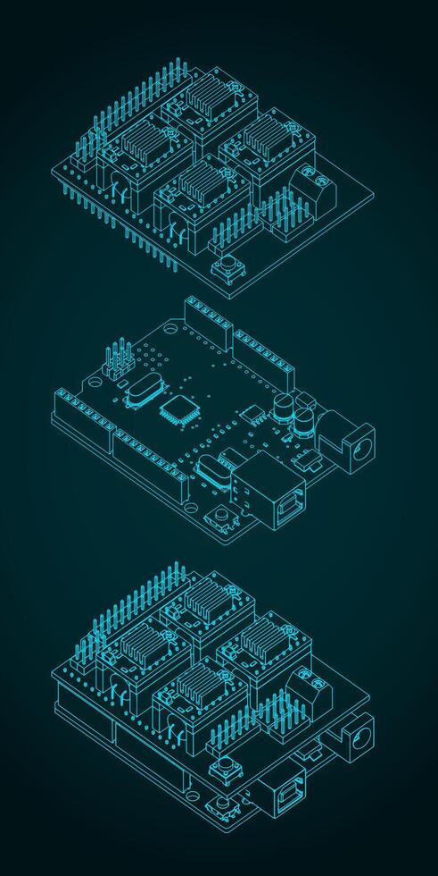 Arduino Uno and CNC shield 46123224 Vector Art at Vecteezy