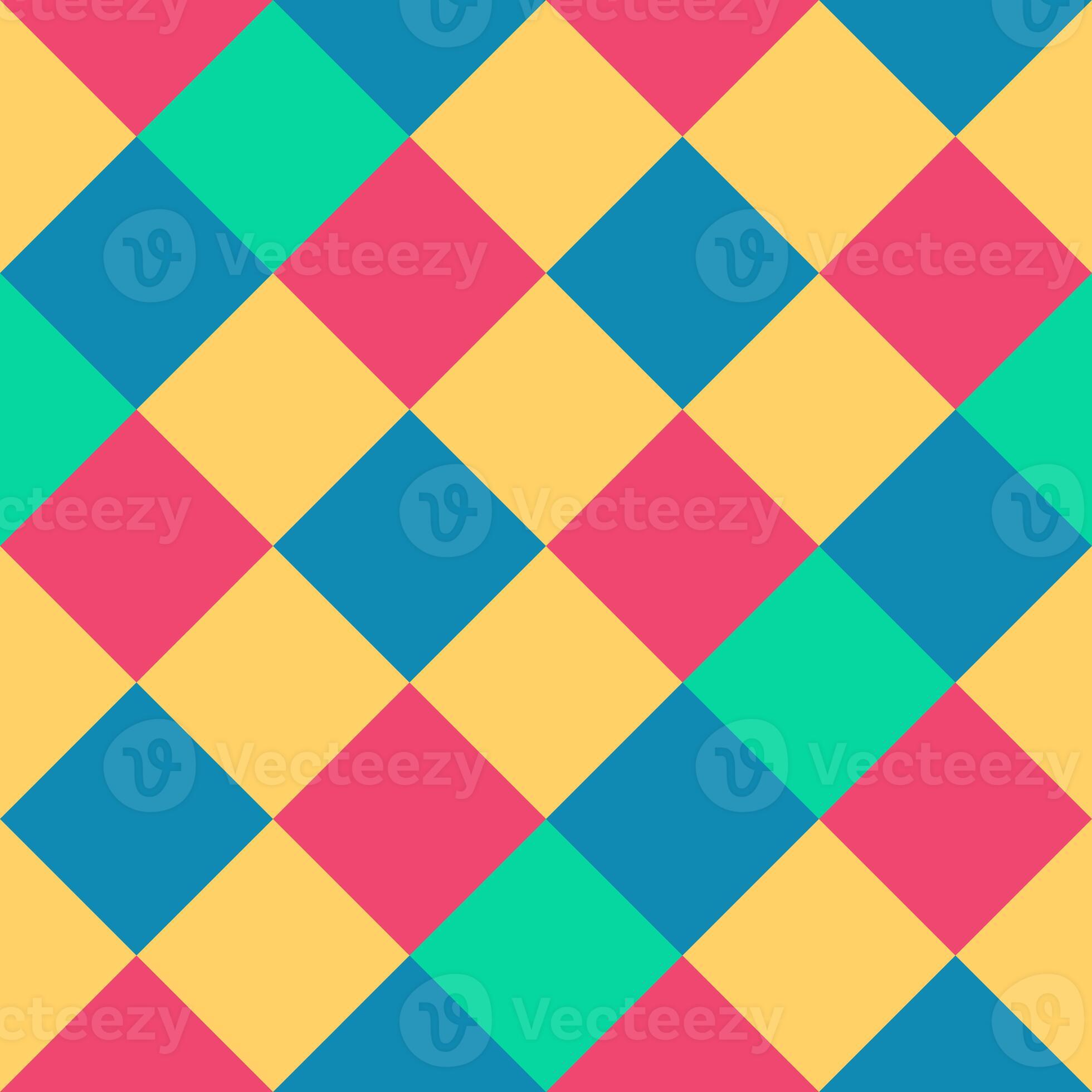 Pink Yellow Green Blue Large Diagonal Seamless French Checkered Pattern ...