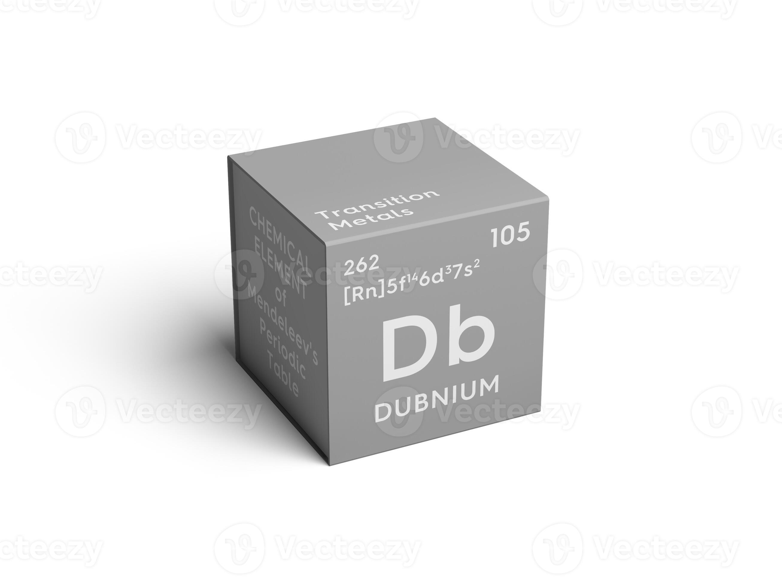 Dubnium. Transition metals. Chemical Element of Mendeleev's Periodic Table. 3D illustration ...
