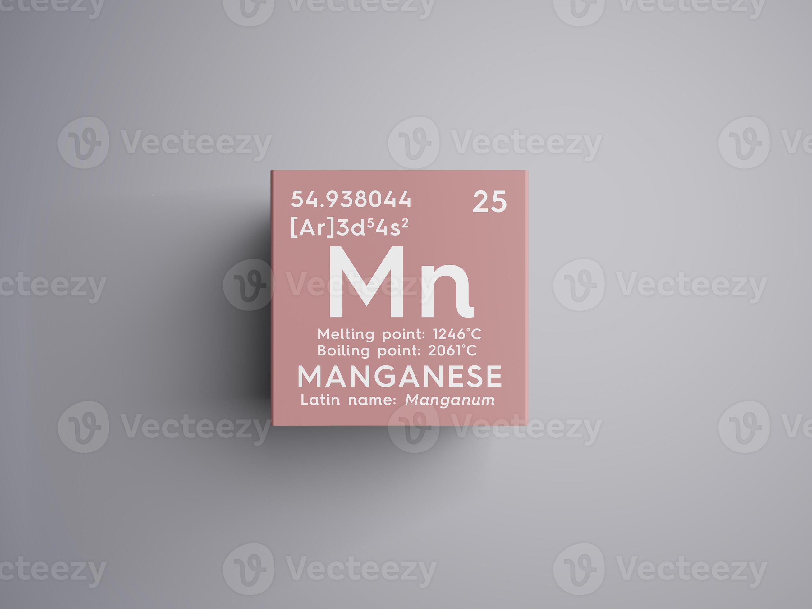 Manganese. Manganum. Transition metals. Chemical Element of Mendeleev's Periodic Table. 3D ...