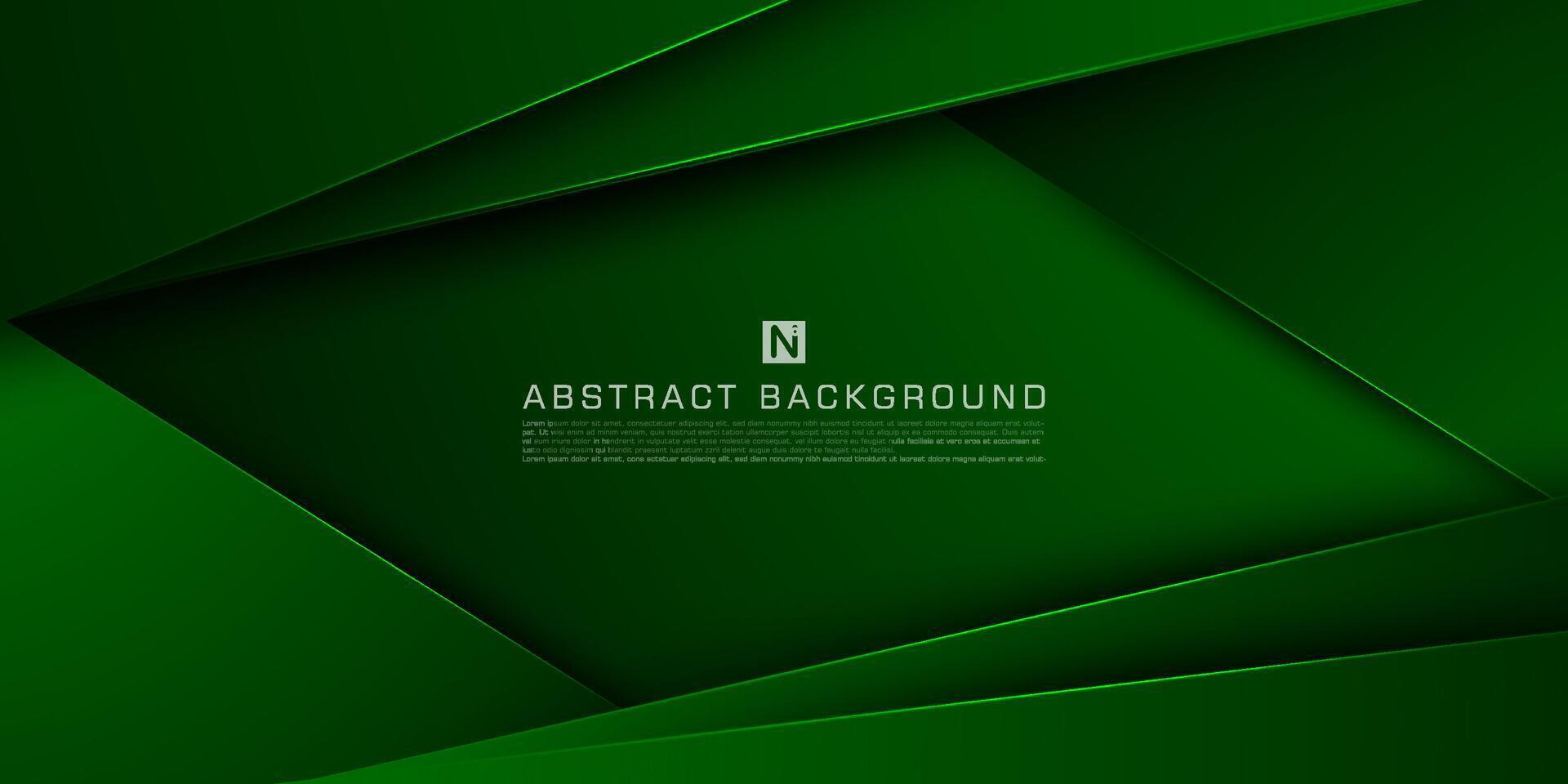 Abstract dark green background with overlap shadow lights pattern. Geometric green background ...