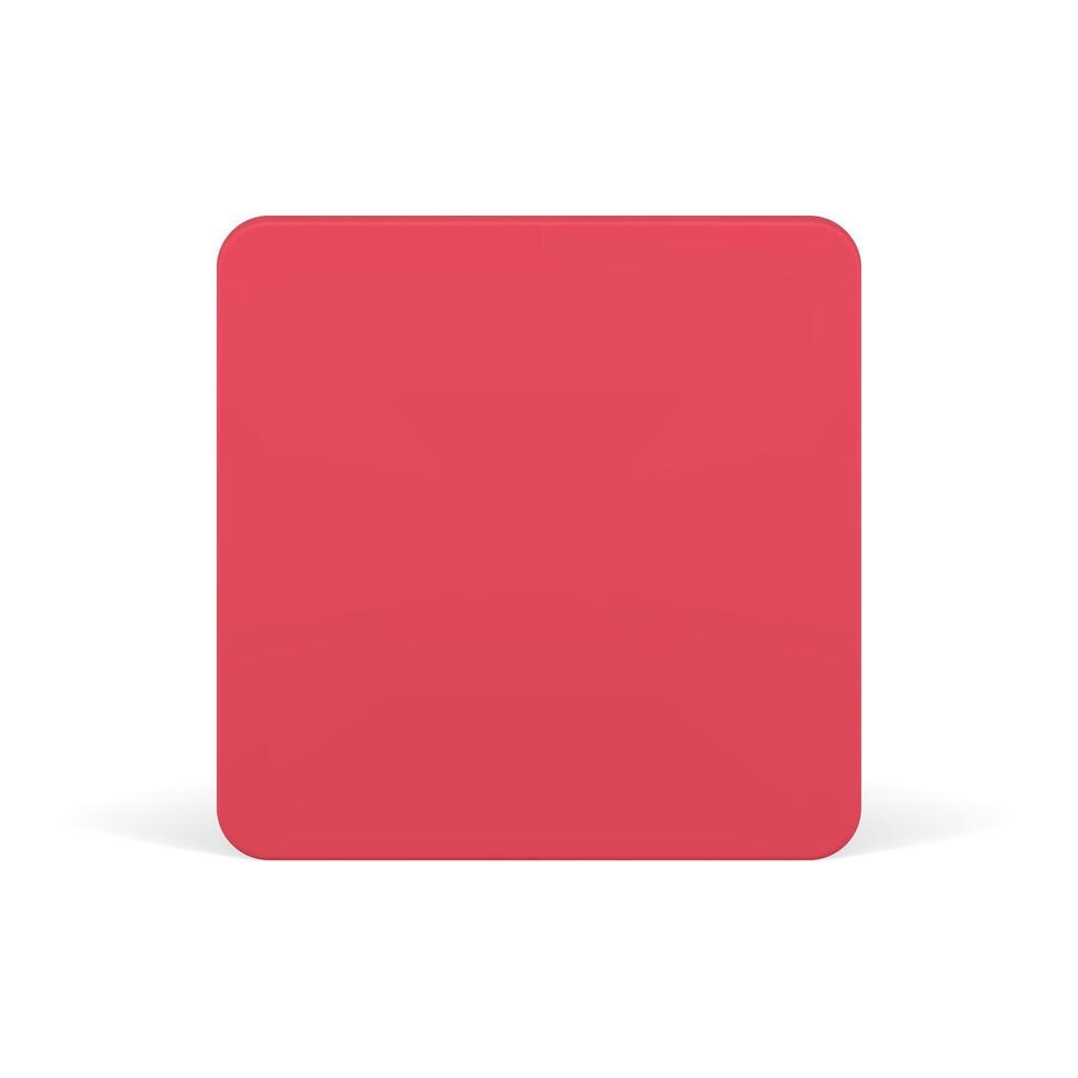 Red Cube Glossy Squared Foundation Base Symmetric Ornament Vertical Wall Front View Realistic